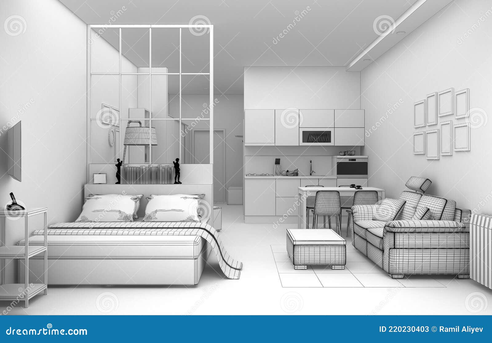 Interior Design of a Compact Apartment Grid Stock Illustration ...
