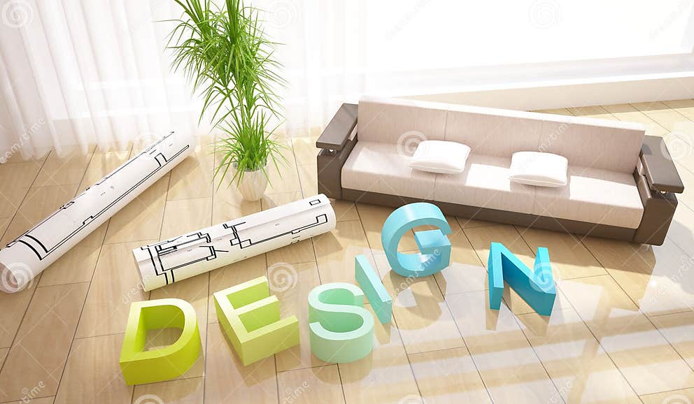 Interior Design Composition Stock Illustration - Illustration of ...