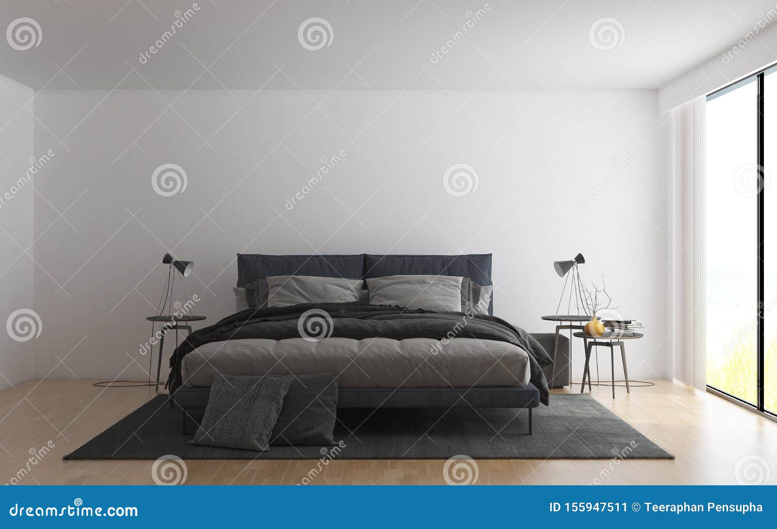 The Interior Design Concept of Modern Bedroom and Texture Wall ...