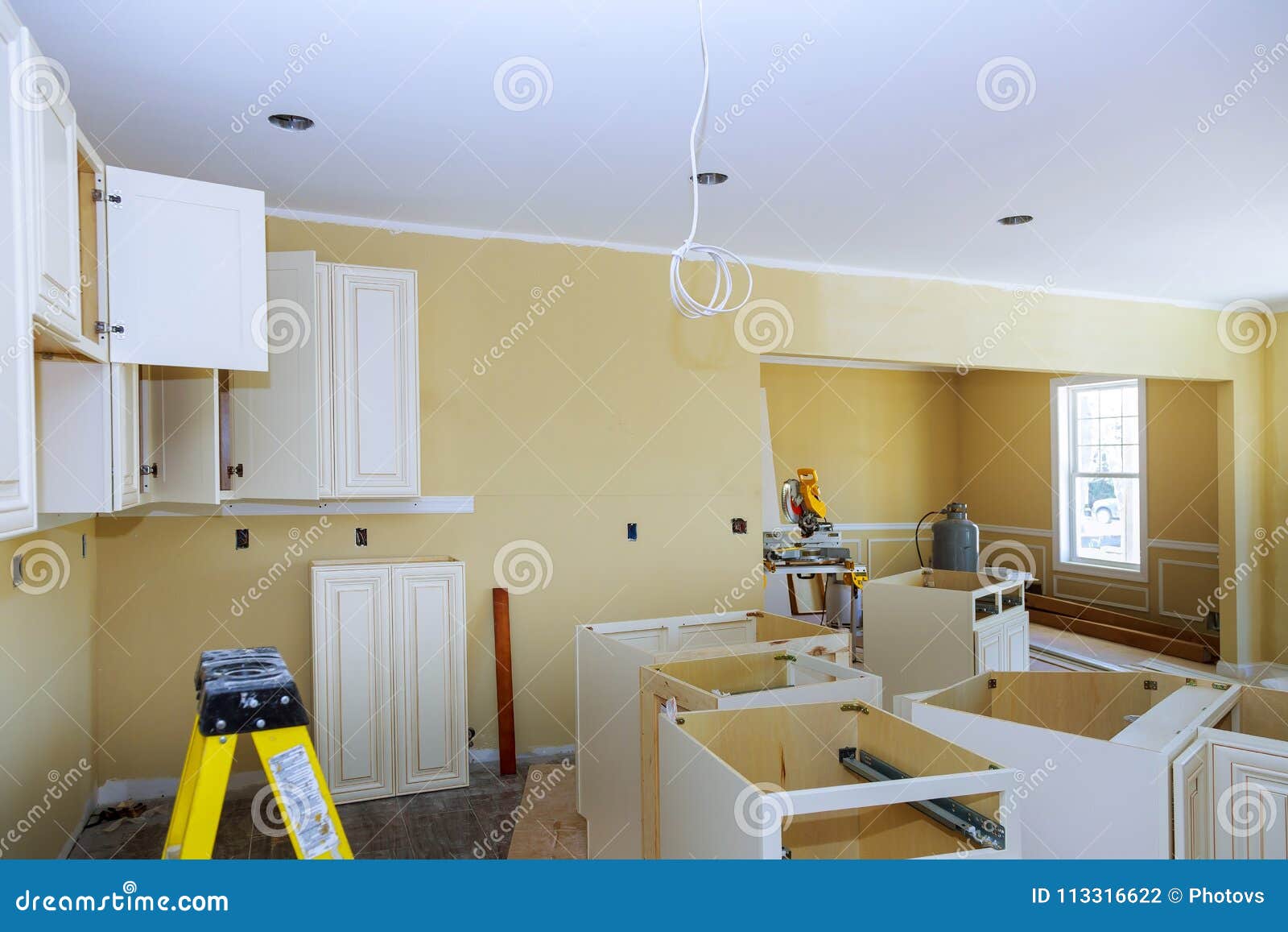 Interior Design Construction of a Kitchen with Cooker Extractor Stock ...