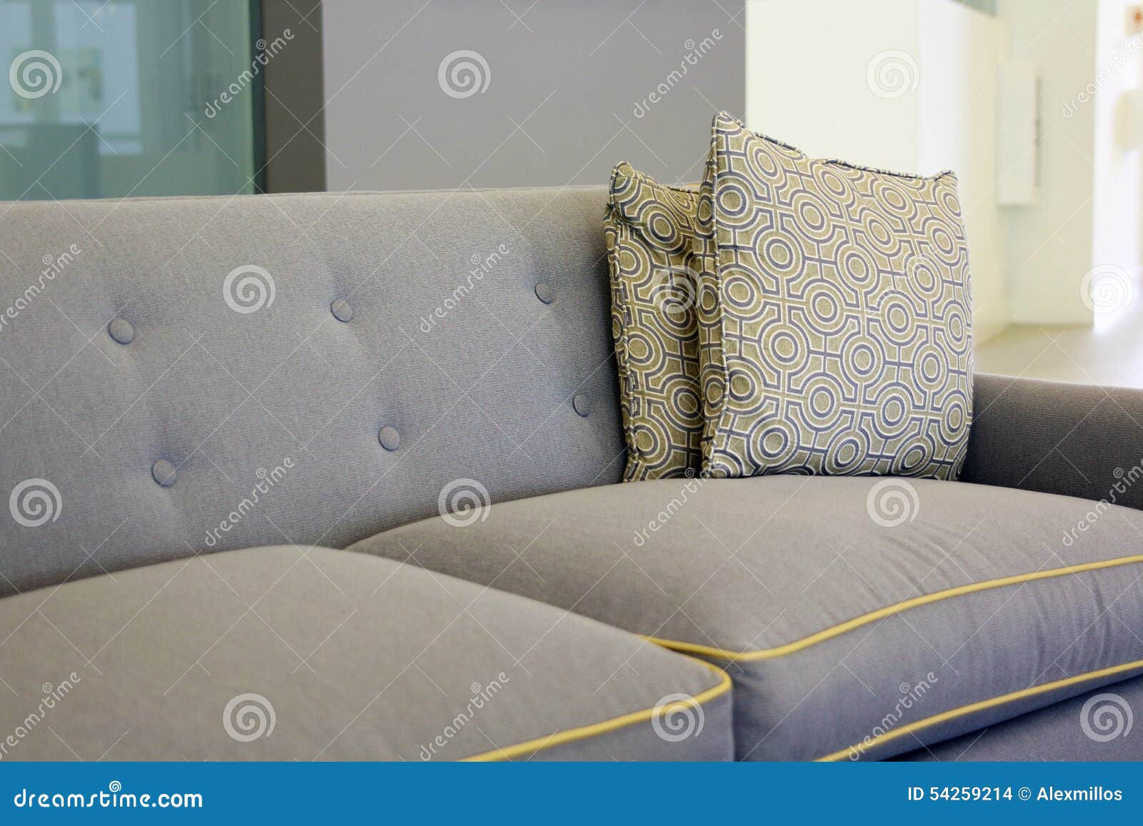 Interior Design with Couch and Texture Design Cushions. Stock Photo ...