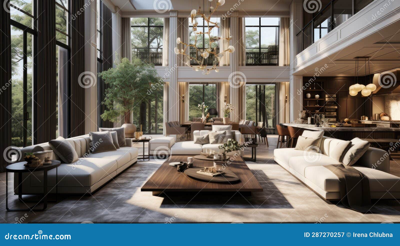 Design Of A Cozy Living Room Interior In A Modern Classicism Style. AI Generated. Stock ...