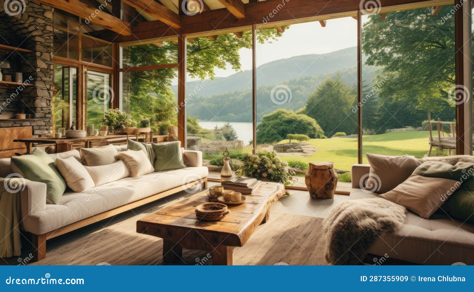 Design Of A Cozy Living Room Interior In A Modern Classicism Style. AI Generated. Stock ...