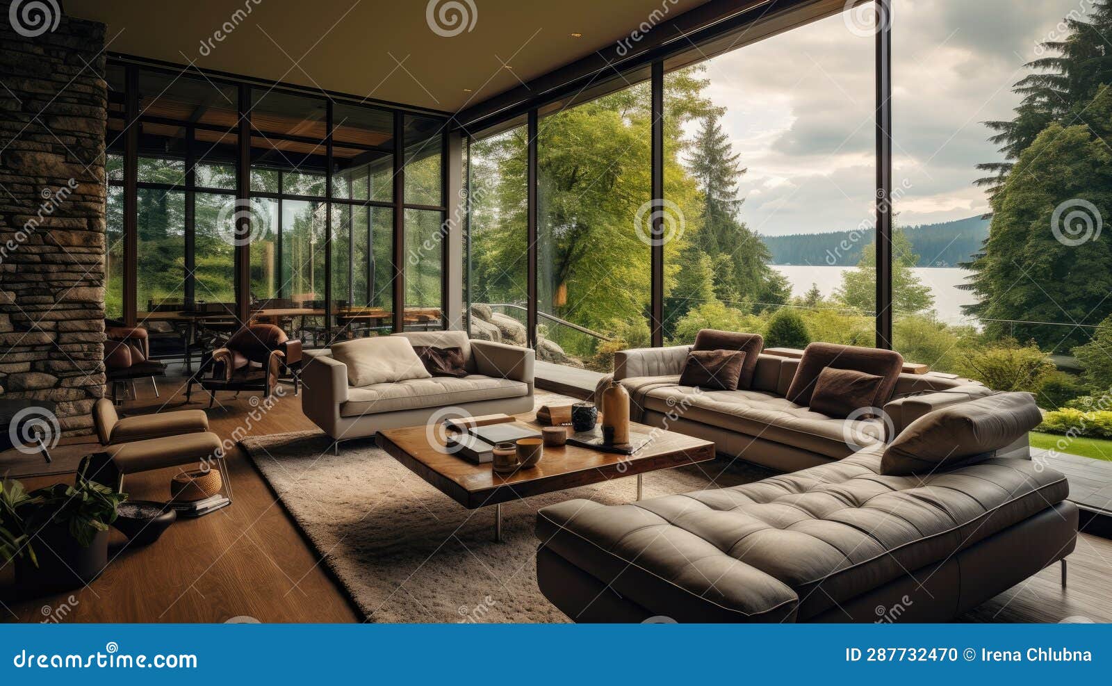 Design Of A Cozy Living Room Interior In A Modern Classicism Style. AI Generated. Stock ...