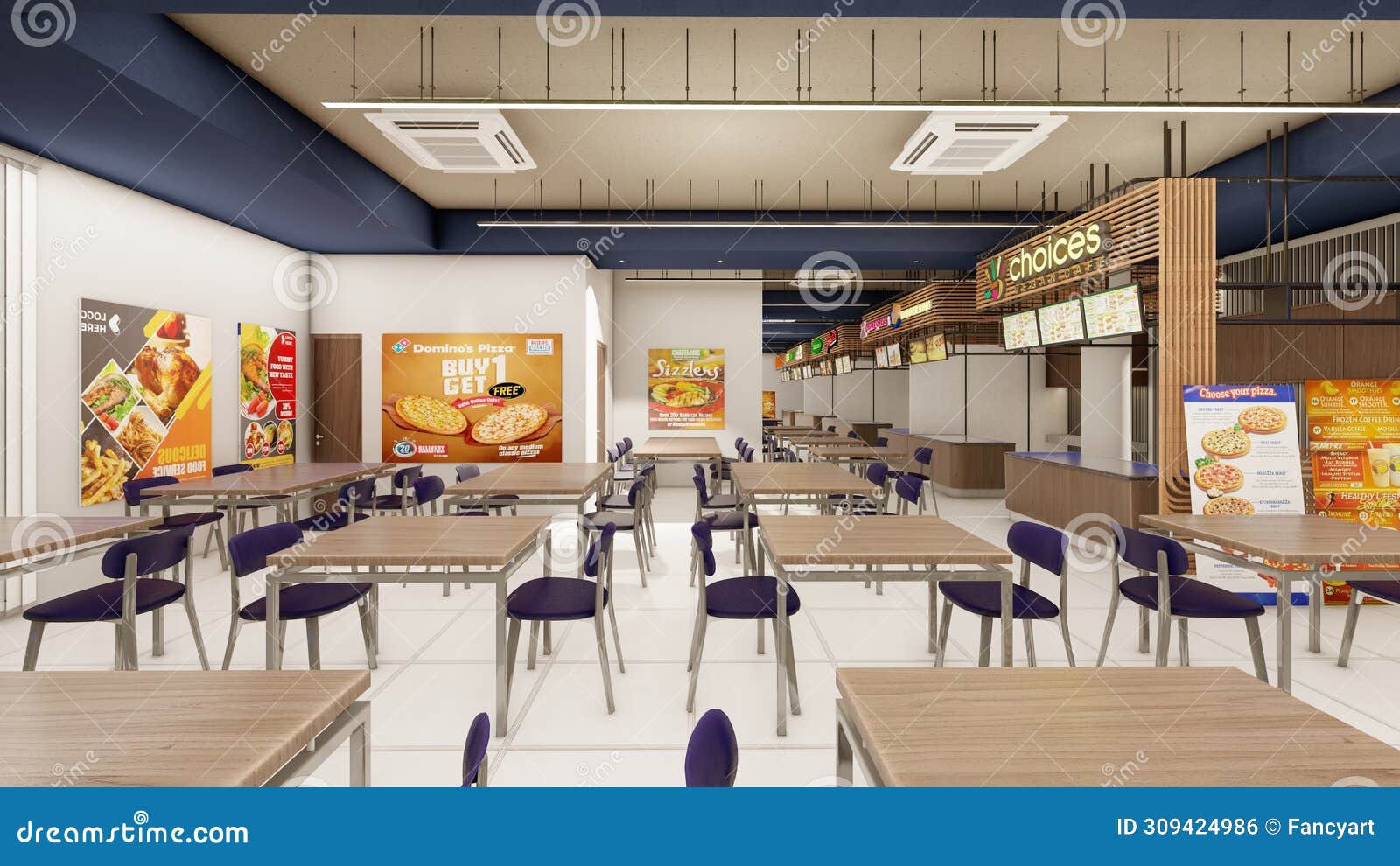 Interior Design 3d Rendering Visualization of a Food Court Editorial ...