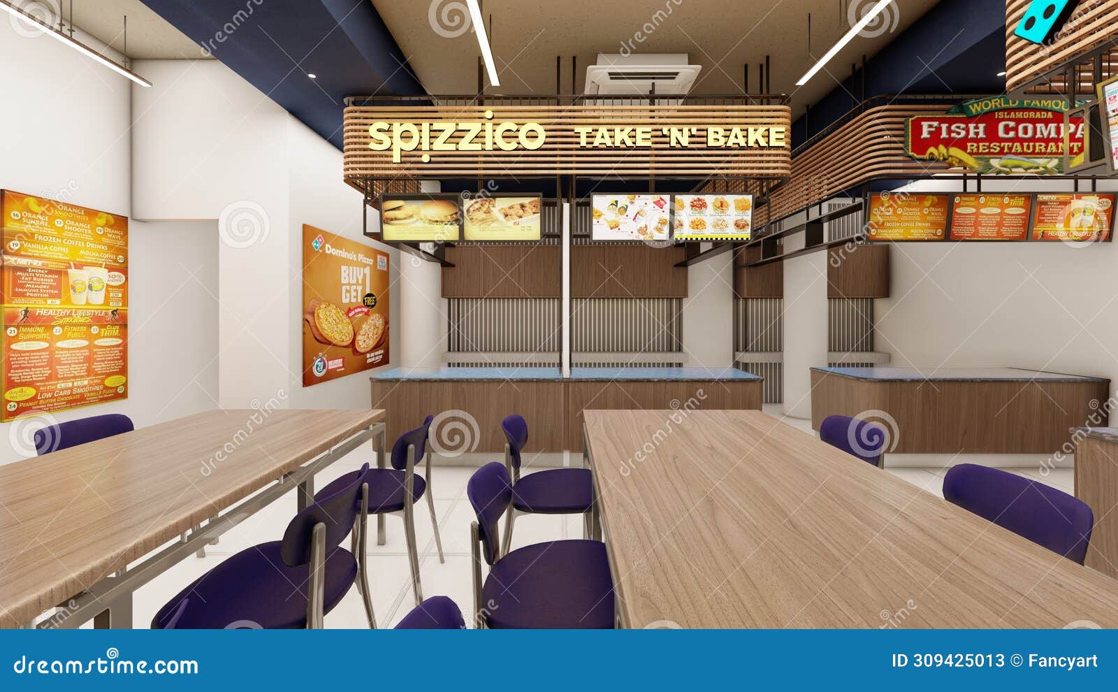 Interior Design 3d Rendering Visualization of a Food Court Editorial ...