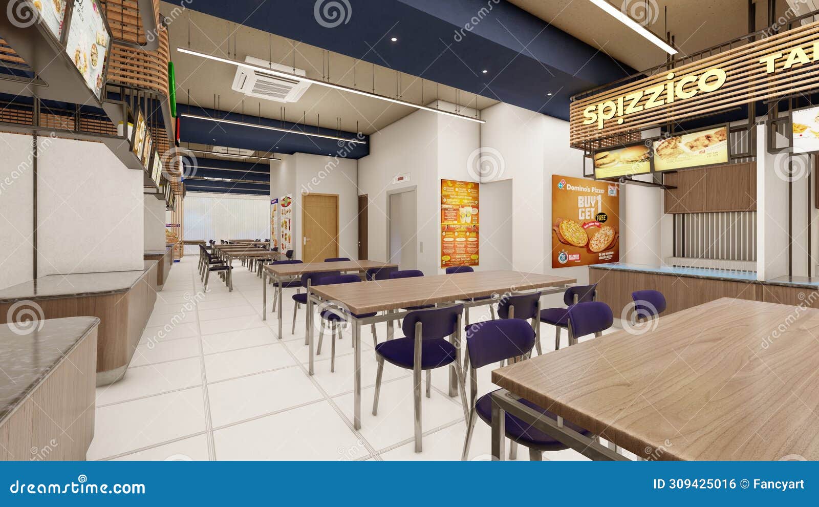 Interior Design 3d Rendering Visualization of a Food Court Editorial ...