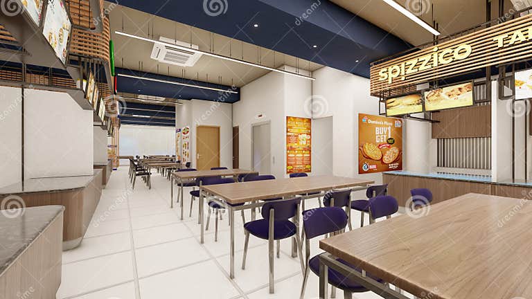 Interior Design 3d Rendering Visualization of a Food Court Editorial ...