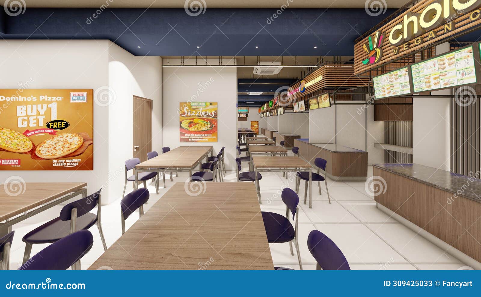 Interior Design 3d Rendering Visualization of a Food Court Editorial ...