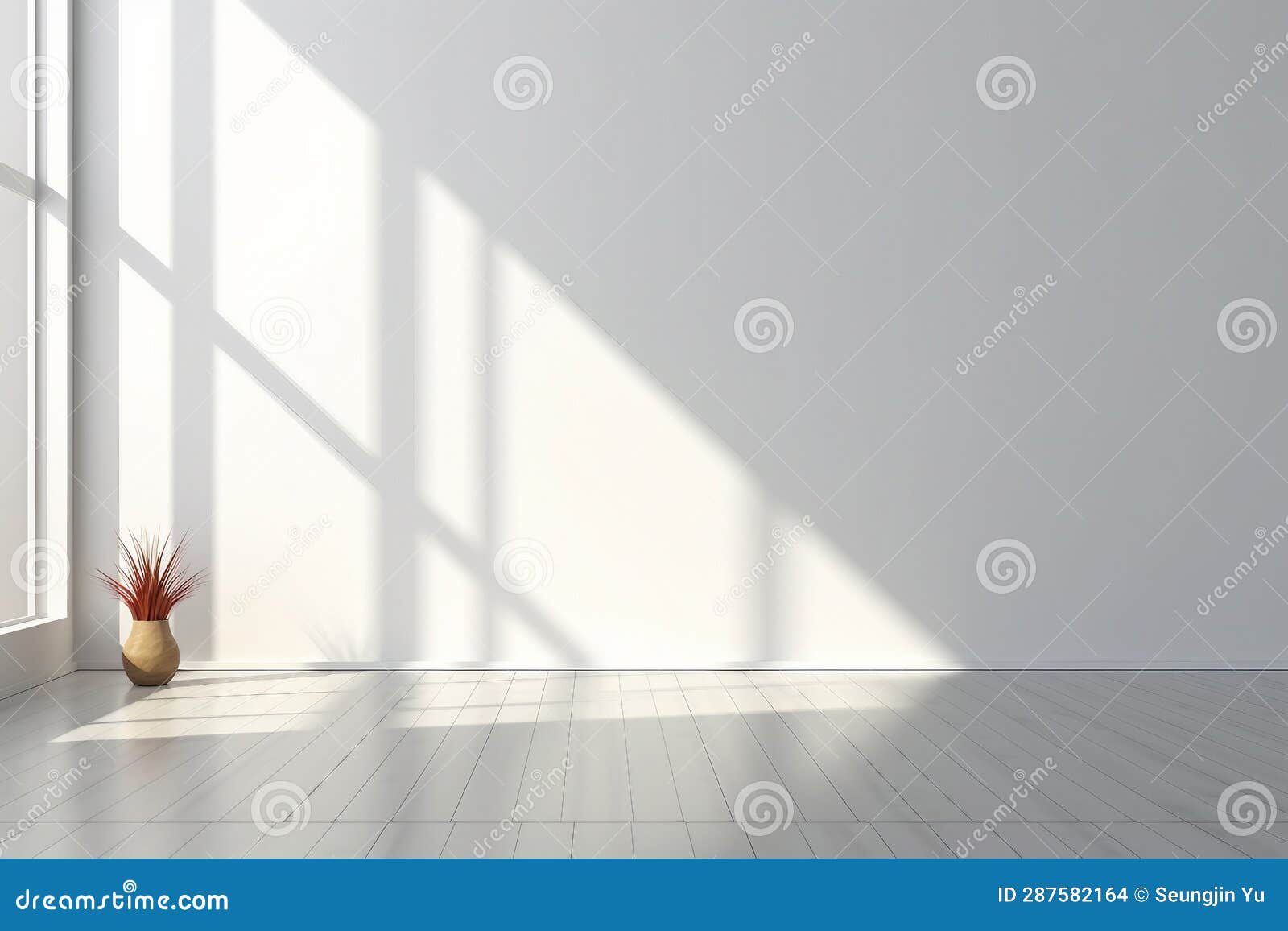 Interior Design, 3D Stimulate of White Room Interior and Wood Plank ...