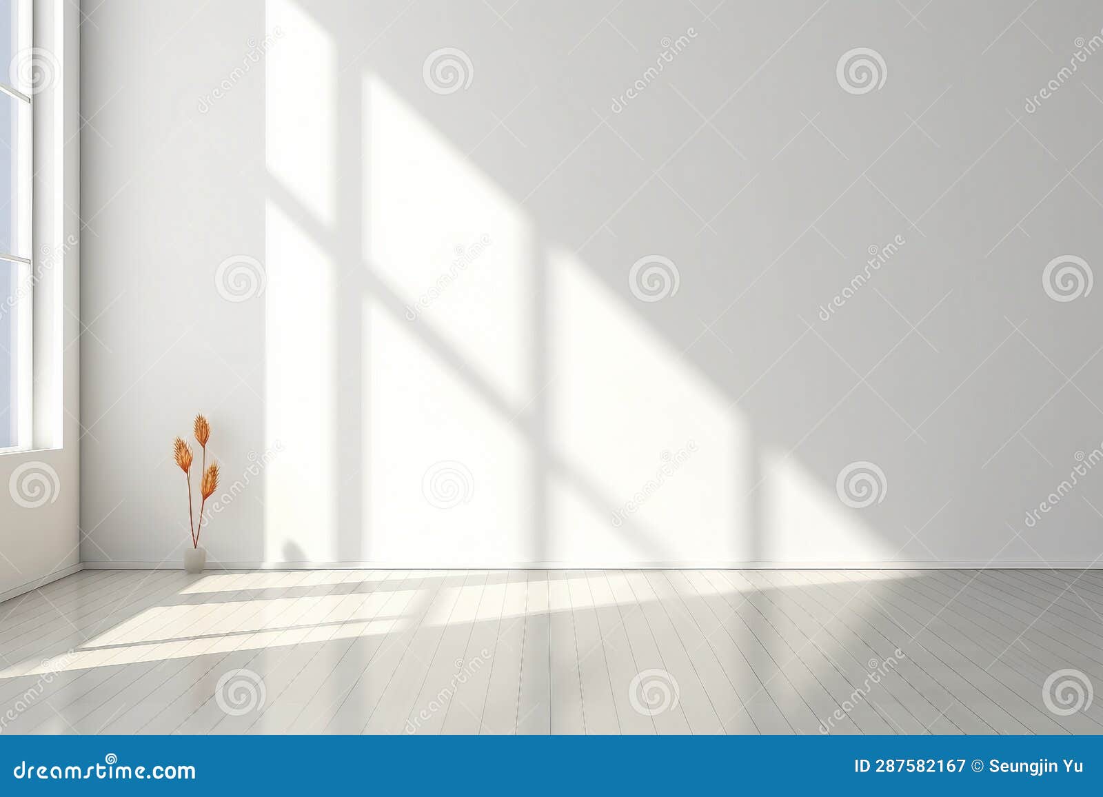 Interior Design, 3D Stimulate of White Room Interior and Wood Plank ...