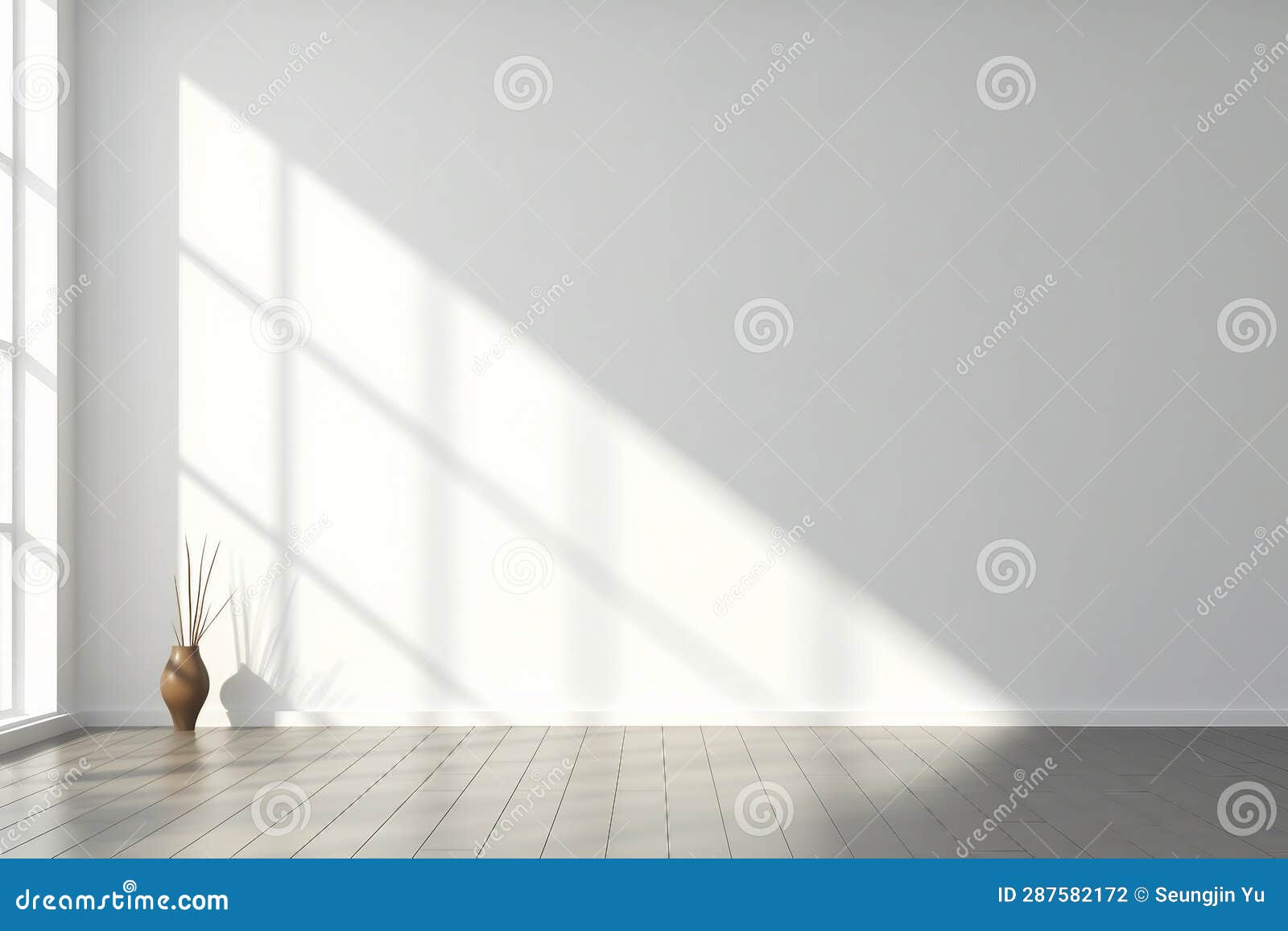 Interior Design, 3D Stimulate of White Room Interior and Wood Plank ...