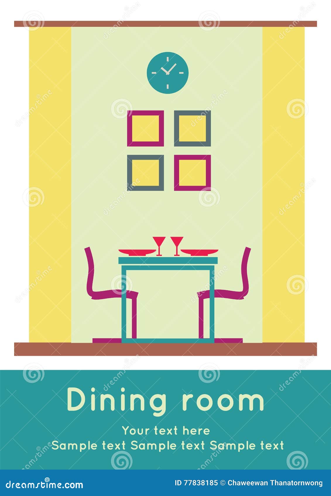 Interior design : dining stock vector. Illustration of house - 77838185