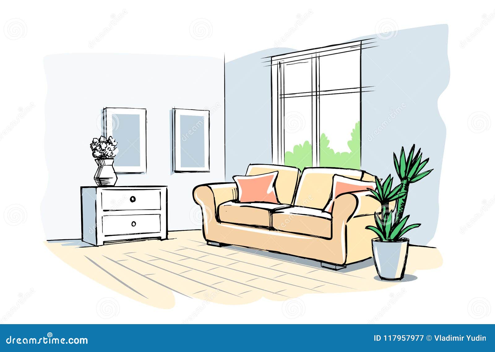 Interior Design doodle stock vector. Illustration of interior - 117957977
