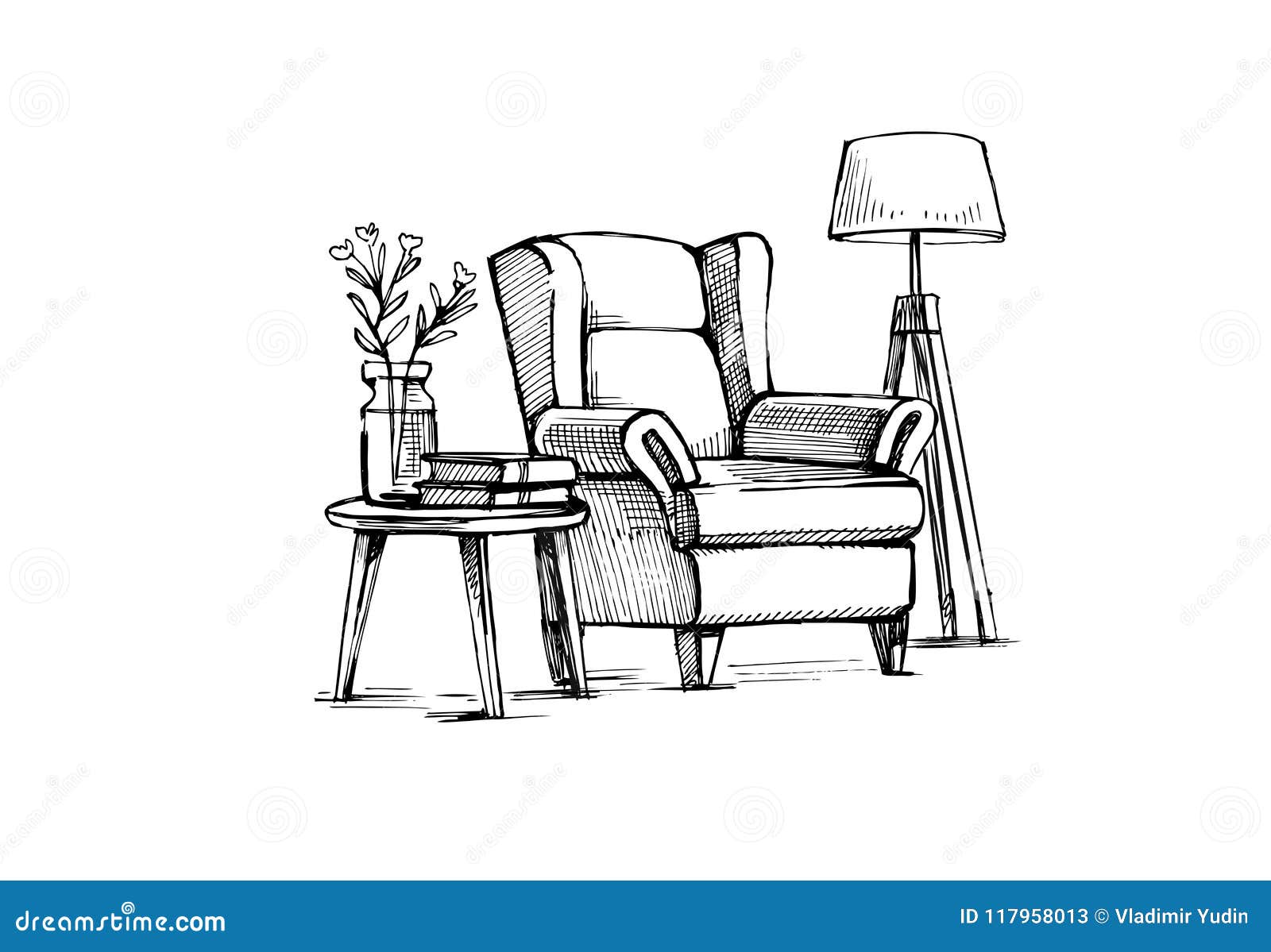 Interior Design doodle stock vector. Illustration of apartment - 117958013