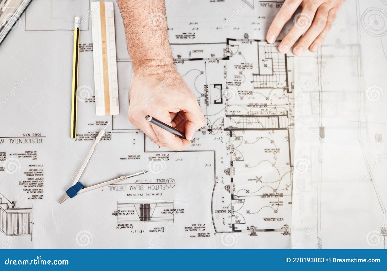 Interior Design Drawing Illustration of Building Floor Plan Render ...
