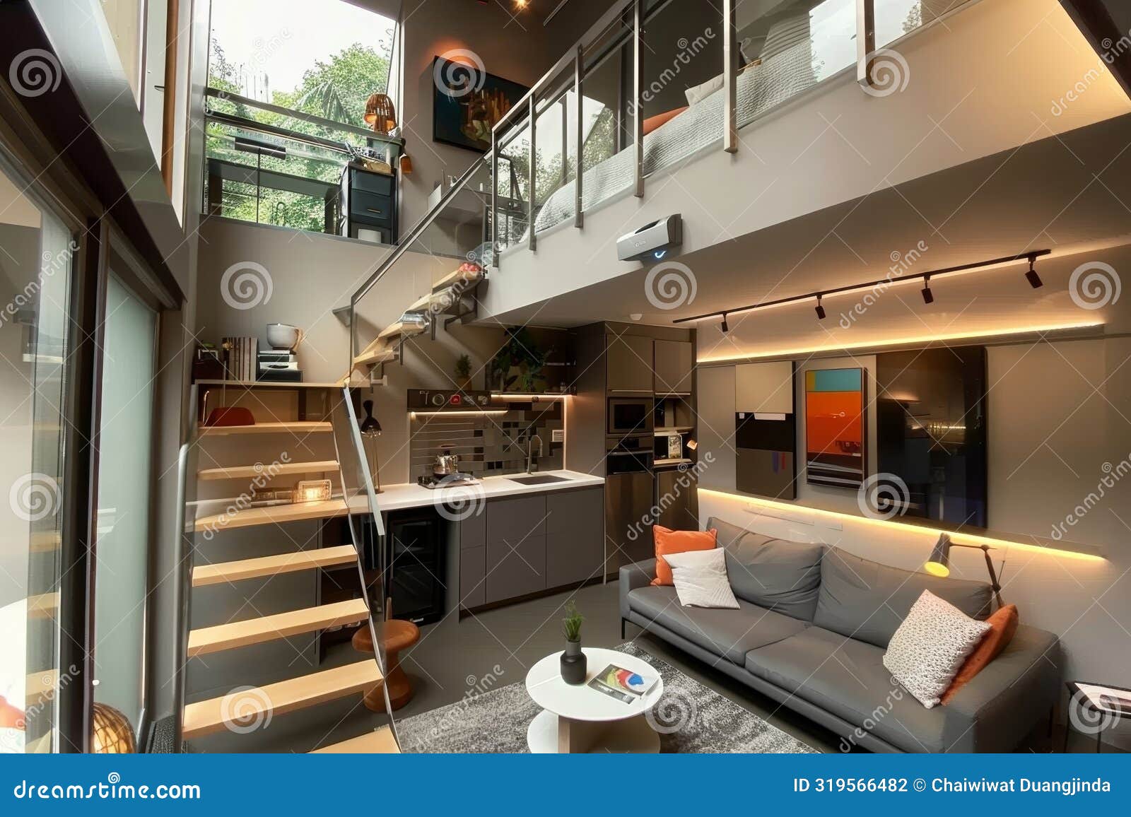 Interior Design of Duplex Room AI Generated Stock Illustration - Illustration of designer, loft ...