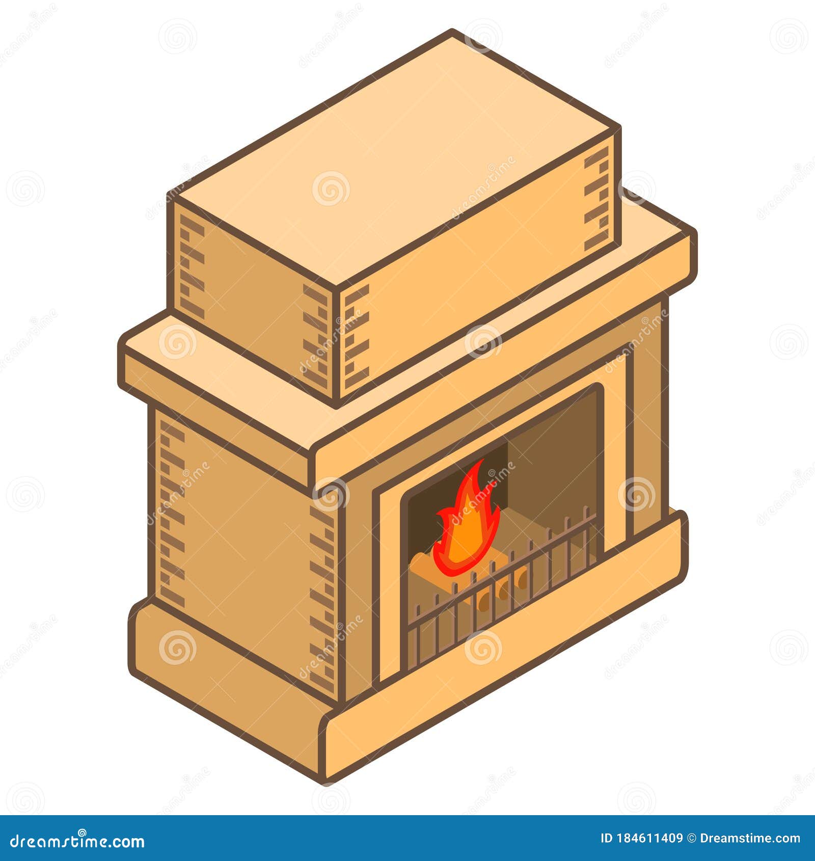 Interior Design Element. a Stone Isometric Fireplace Stock Illustration ...