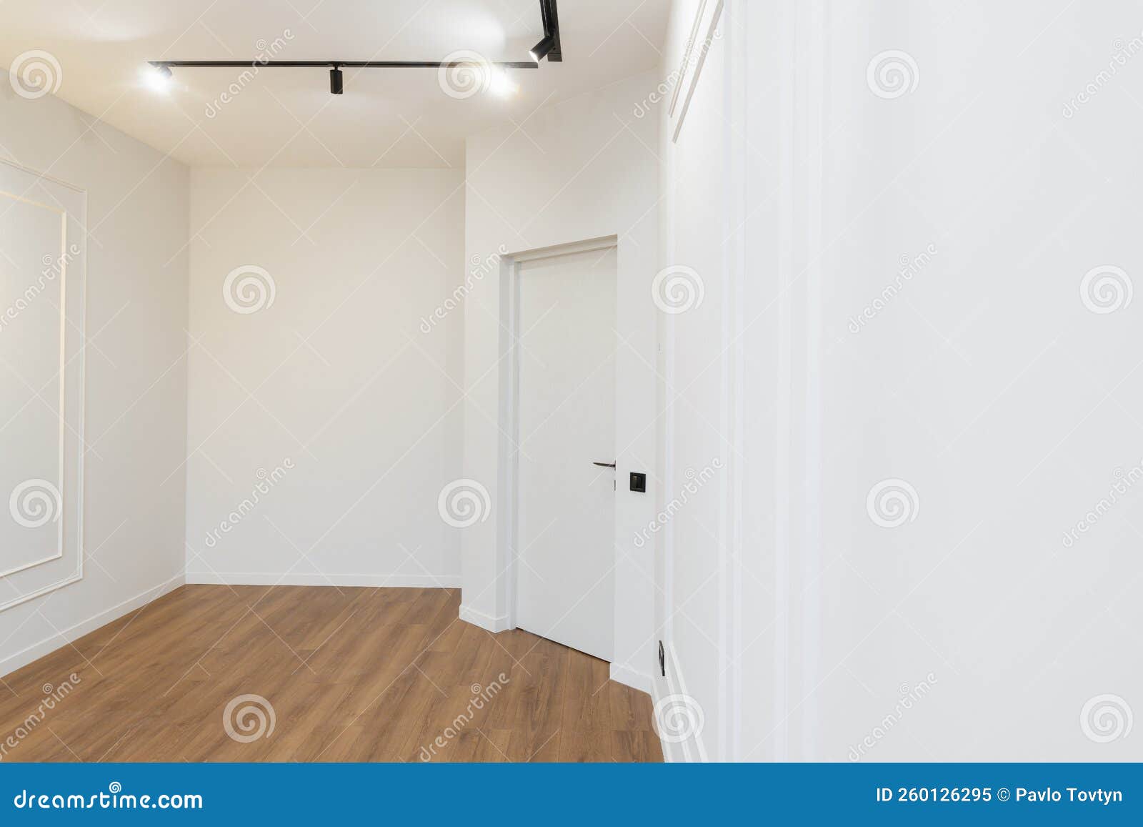 Interior Design of Empty Bright Room with Wooden Floor and Lighting ...