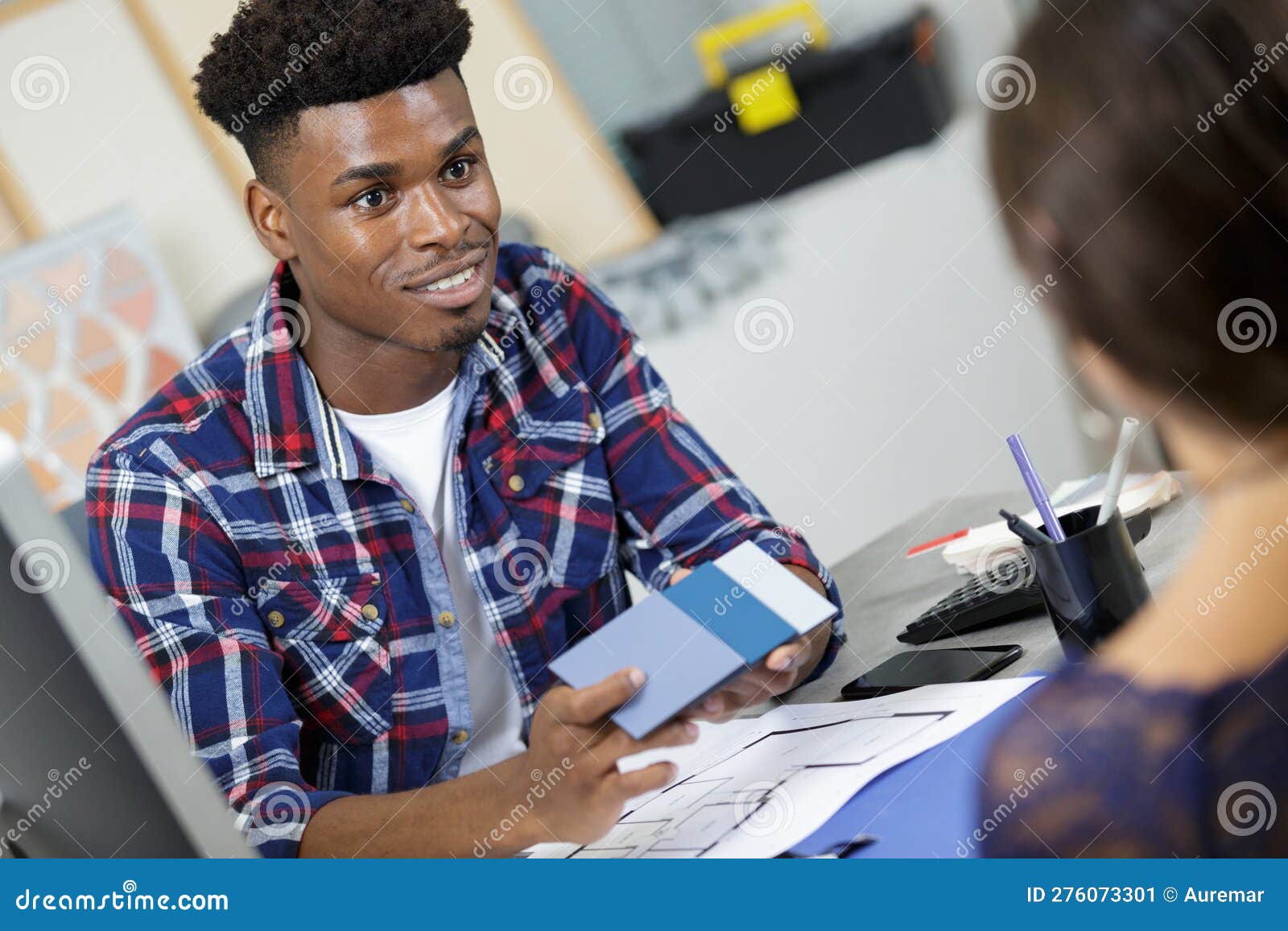 Interior Design Expert in Meeting with Client Stock Image - Image of ...