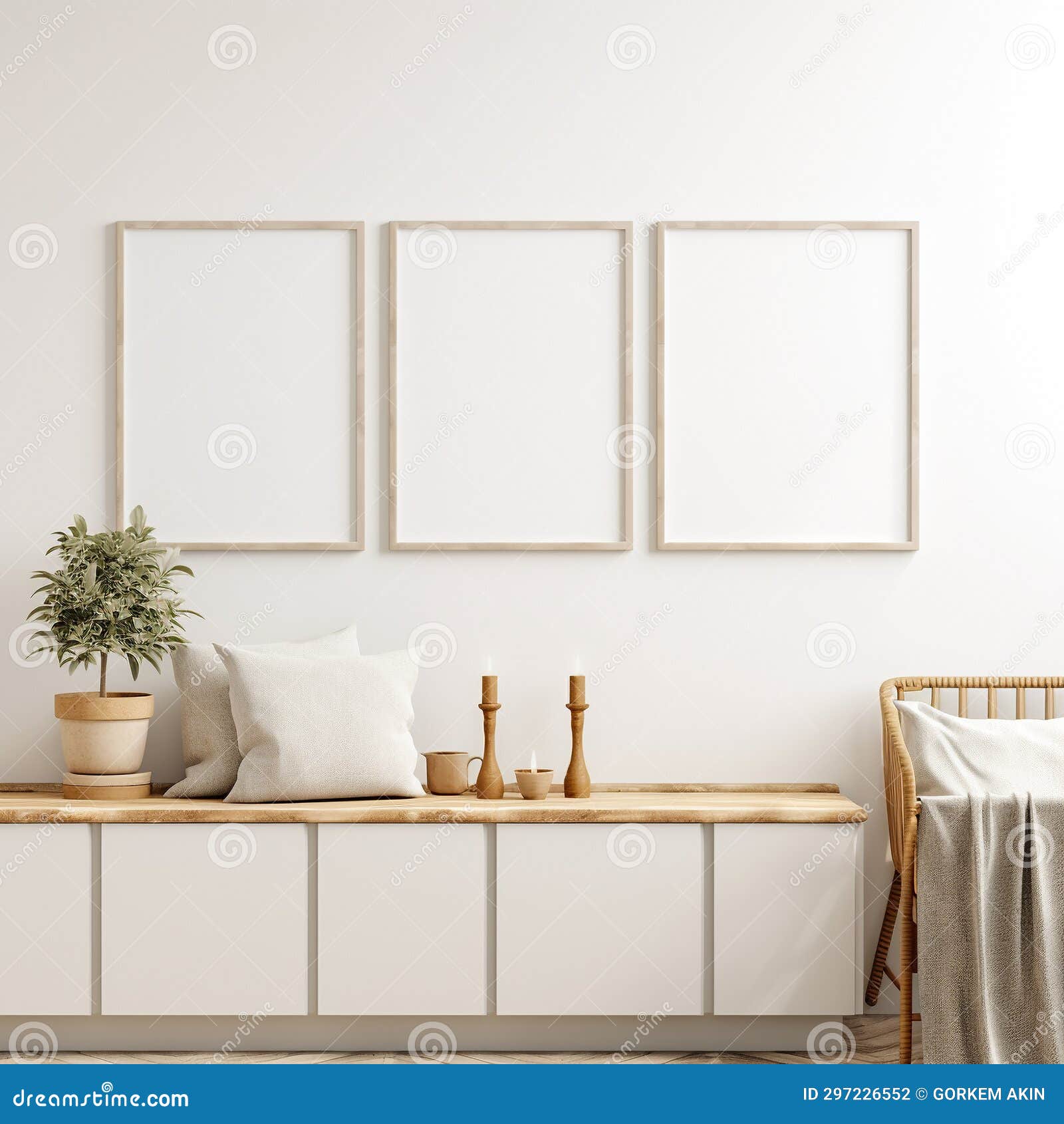 Interior Design Frame Mockups, Set of 3 Frame Mockup for Poster, 3d ...