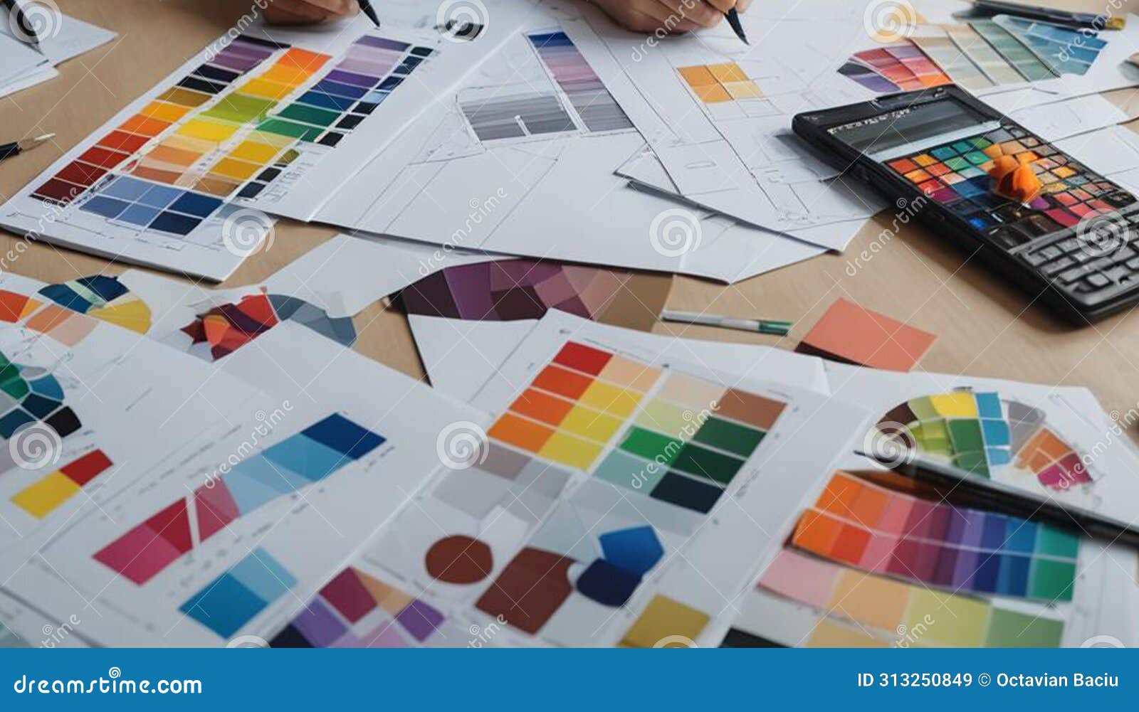 Interior Design or Graphic Designer Working on Project of Architecture ...