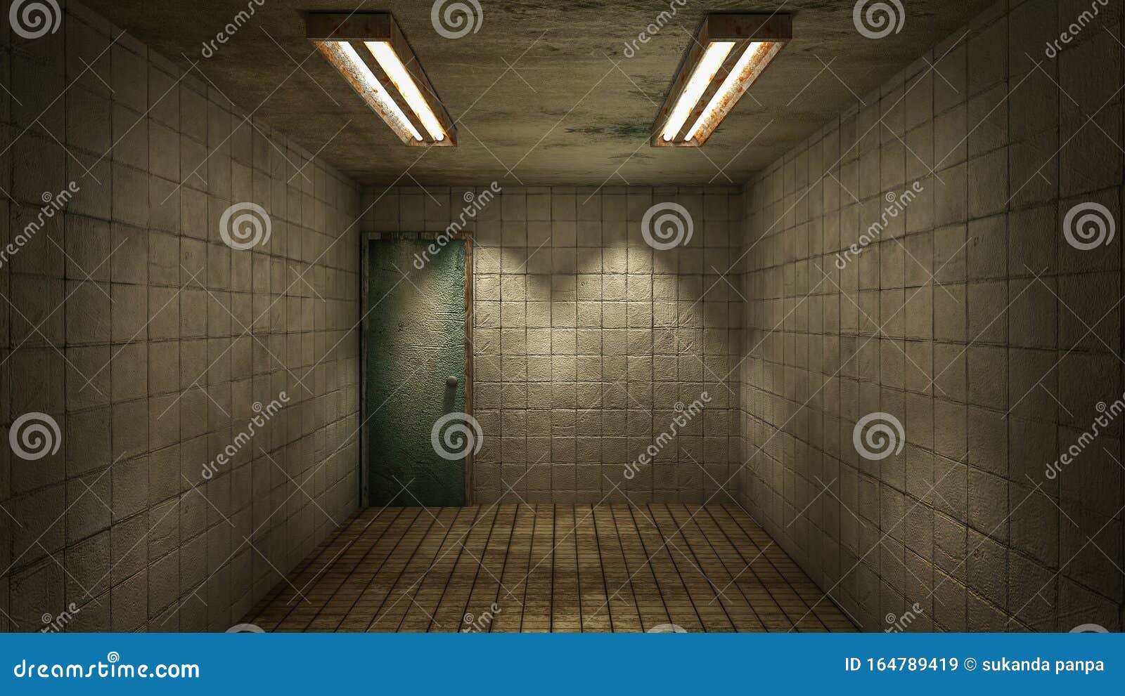 The Interior Design of Horror and Creepy Damage Empty Room., 3D ...