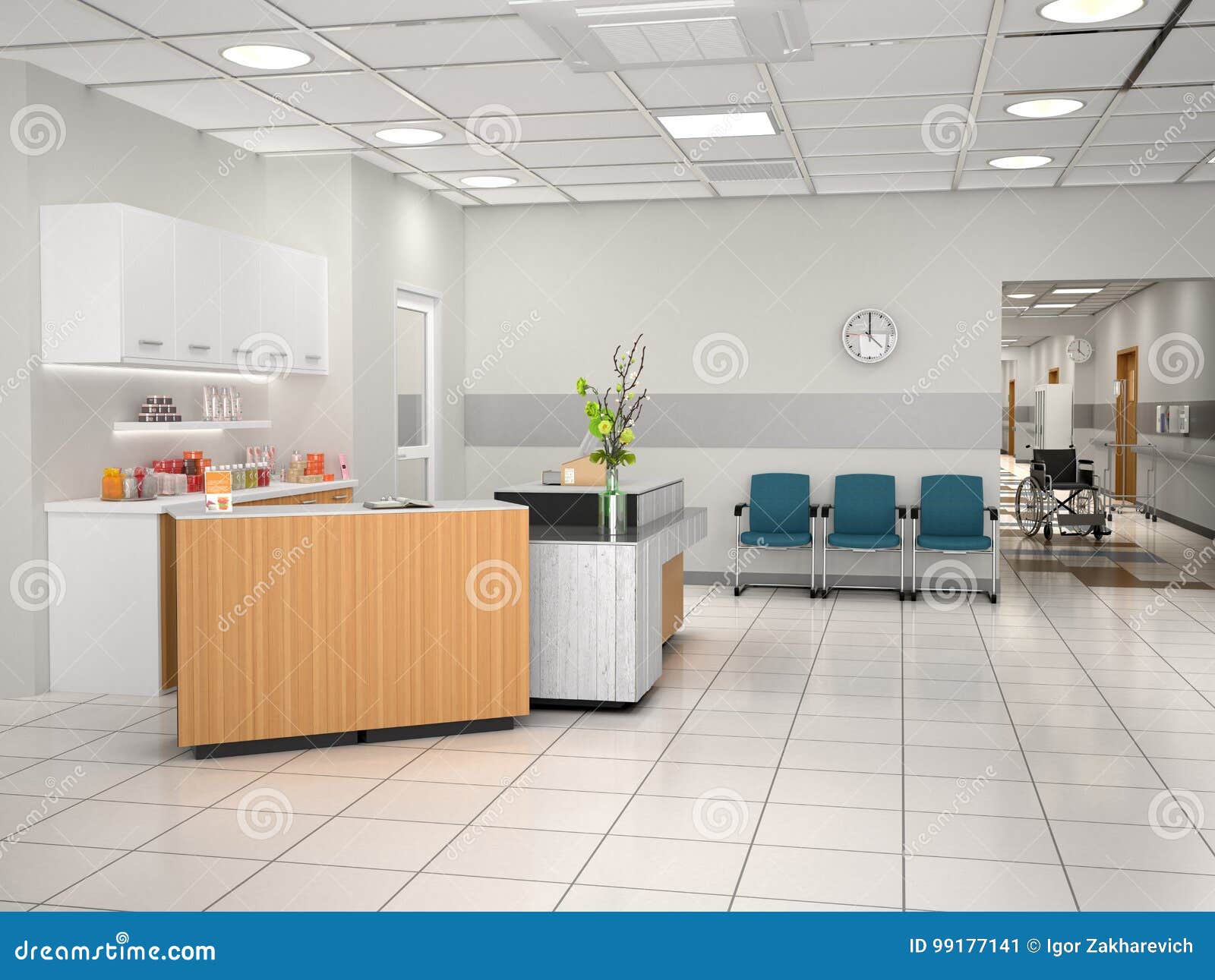 Interior Design of the Hostel Reception Stock Illustration ...