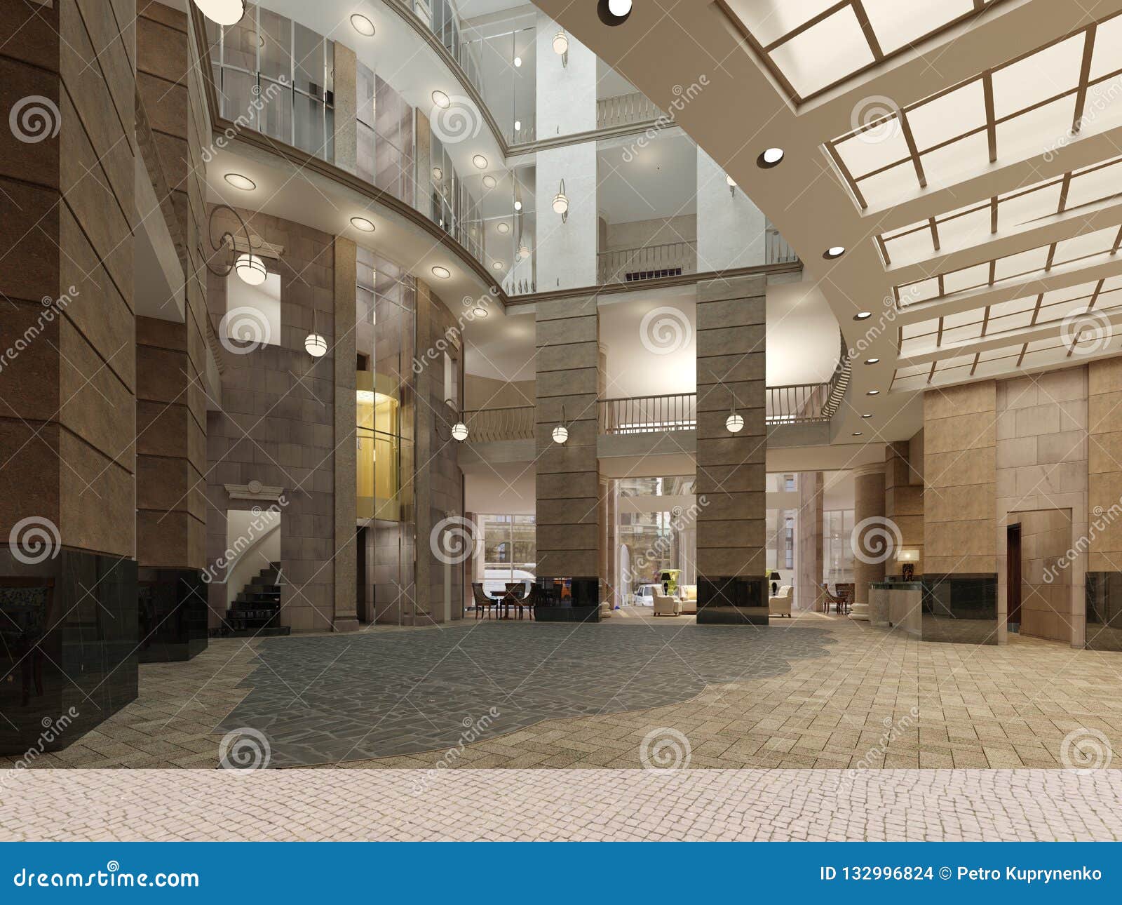 Granite Lobby Stone Column