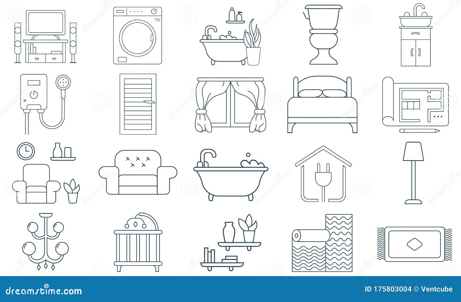Interior Design House Improvement Icon Set in Vector Image Stock Vector ...