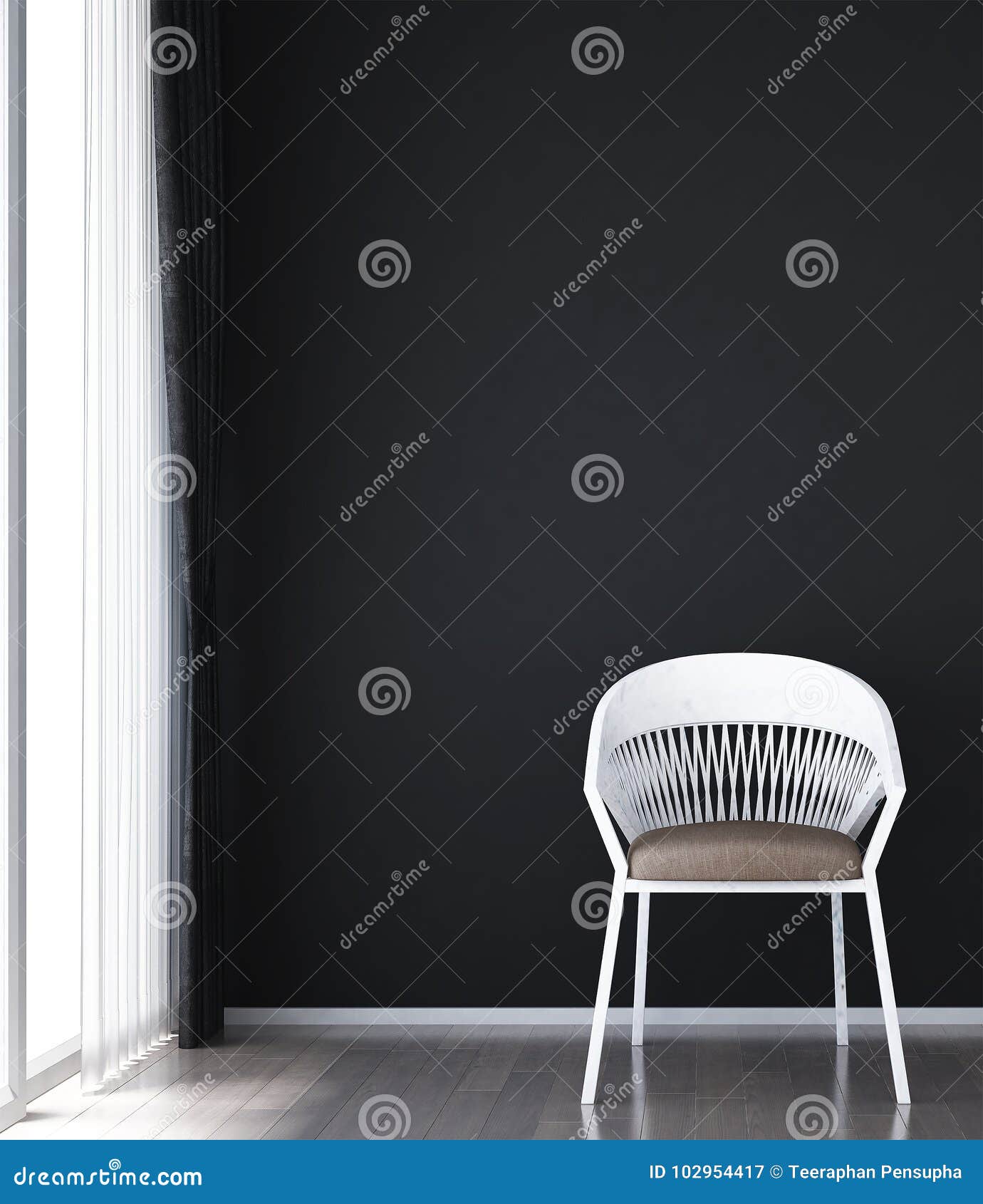 The Interior Design Idea of Modern Living Room and Black Wall Pattern ...