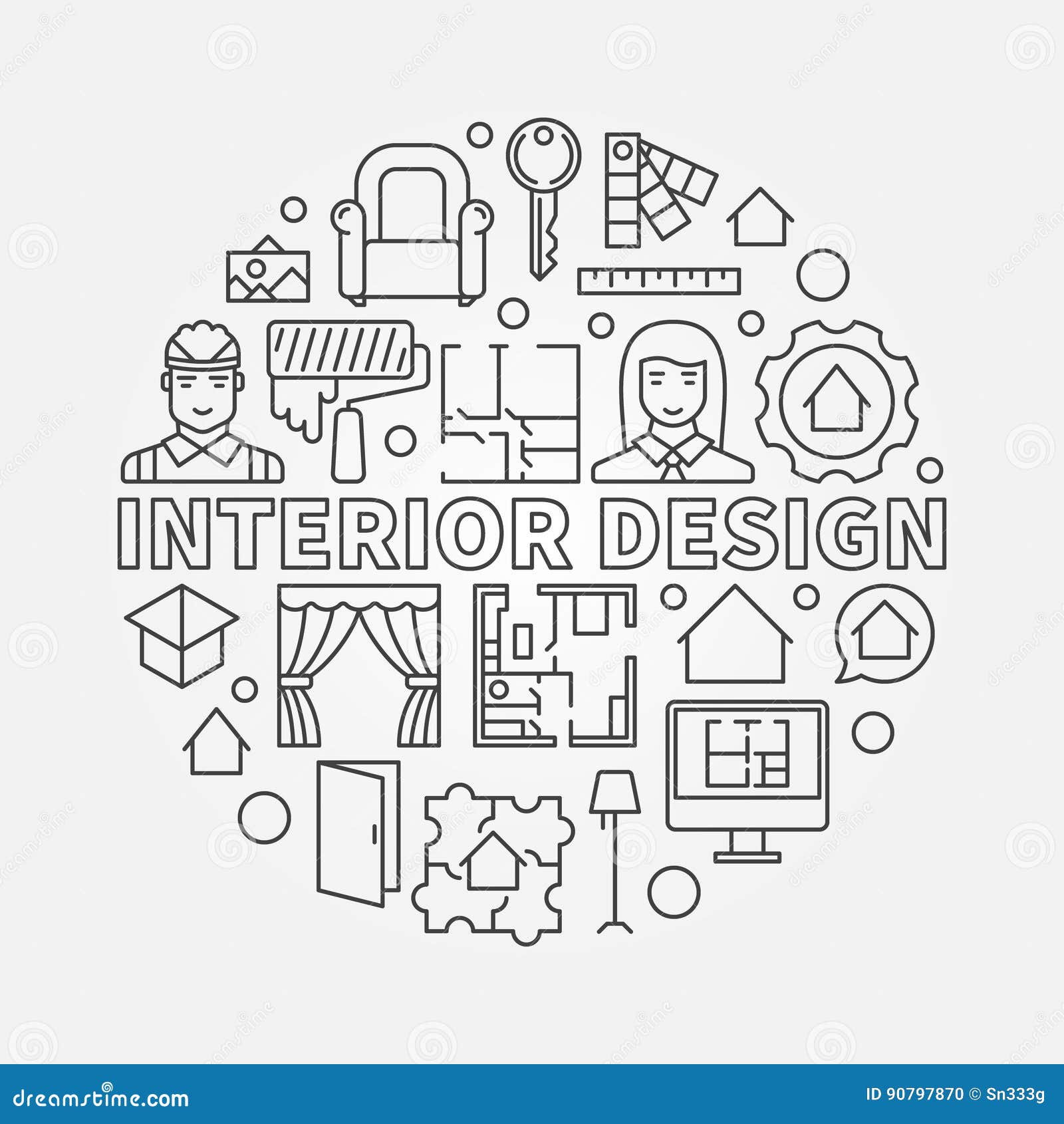 Interior Design Illustration Stock Vector - Illustration of decor ...