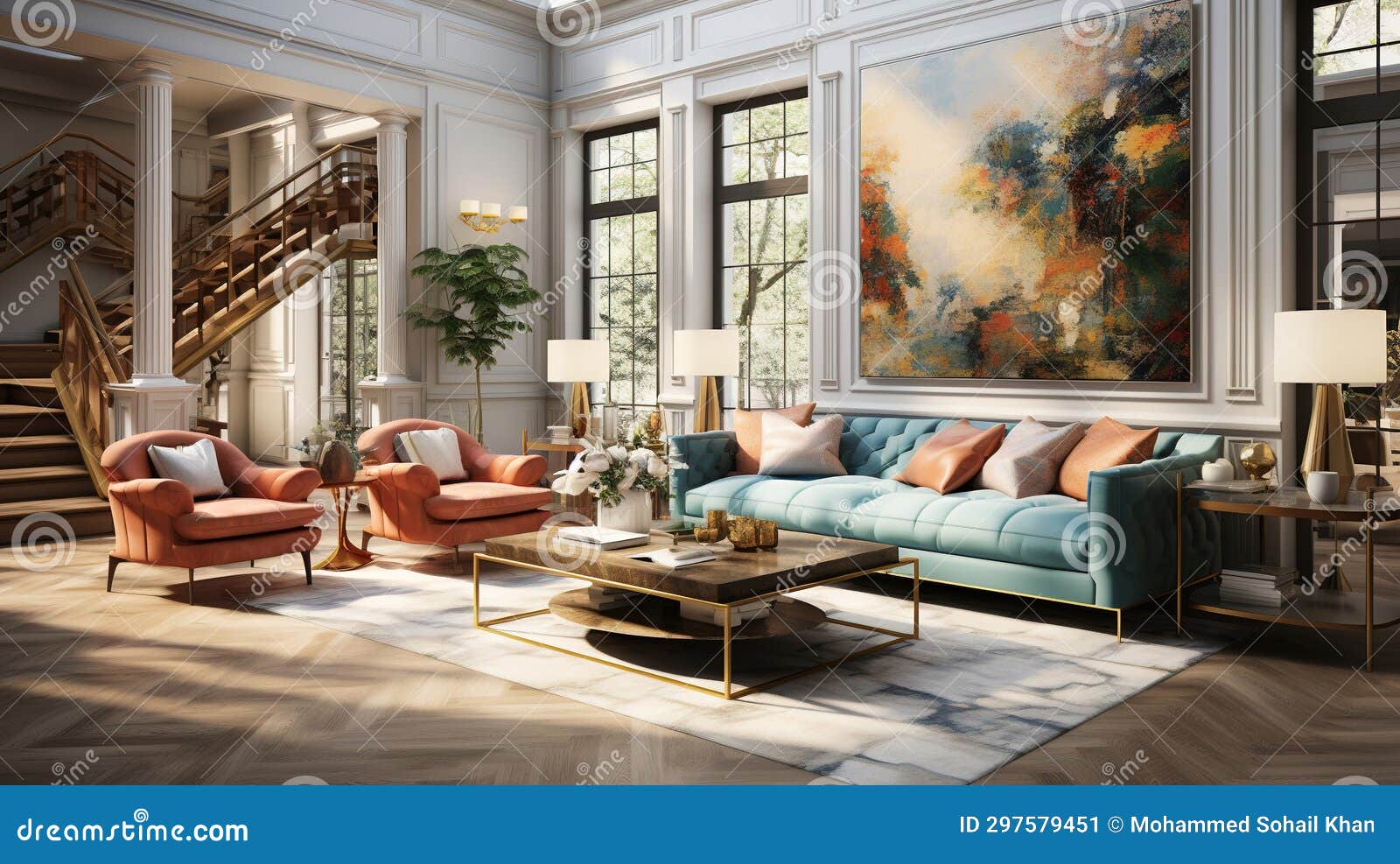 Interior Design of Large Living Room Background Stock Image - Image of ...