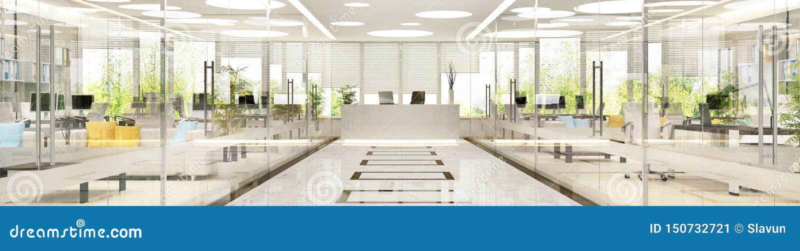 Interior Design of Large Spacious Office Stock Image - Image of company ...