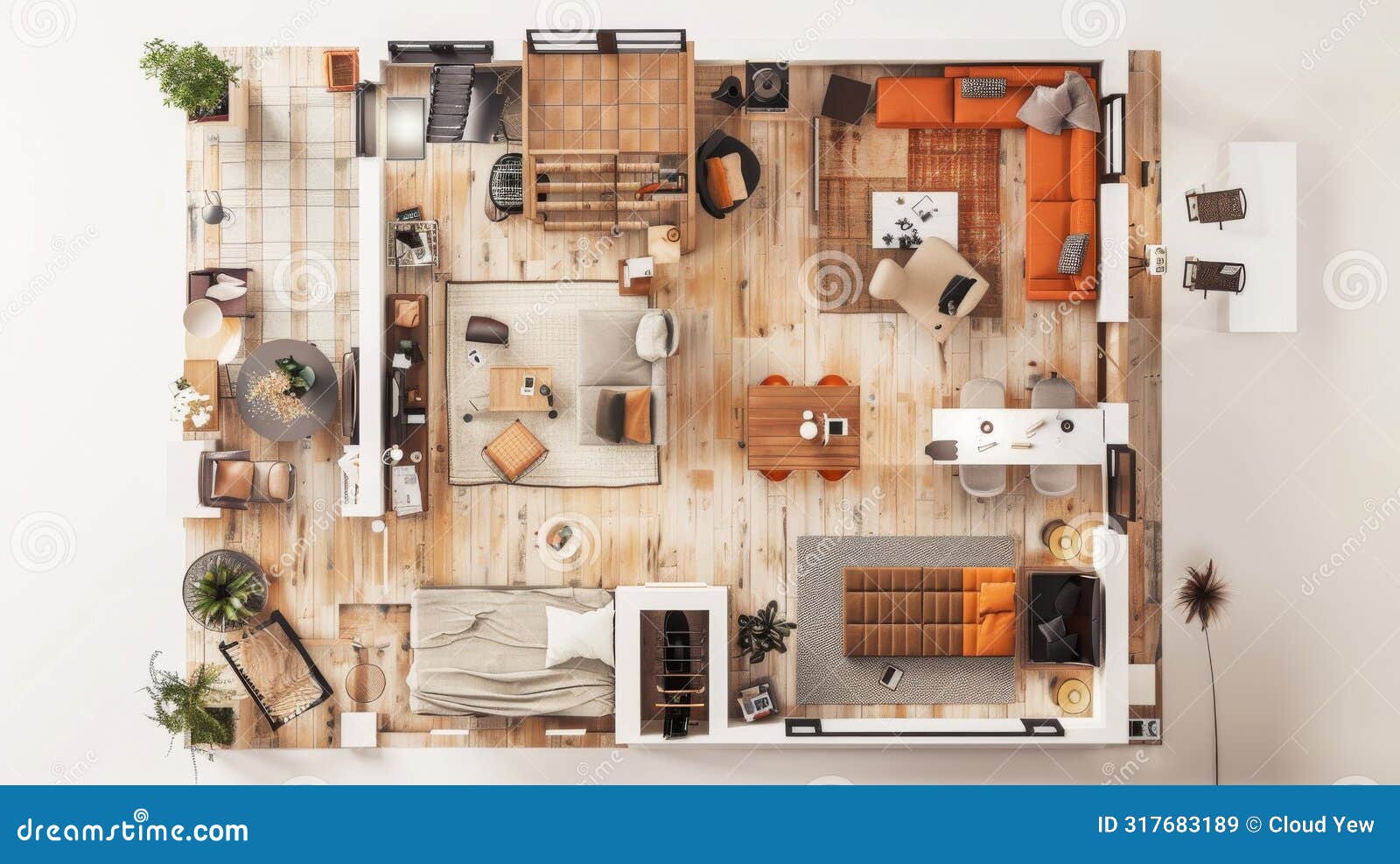 Interior Design Layout Featuring a Well-planned Composition Stock ...