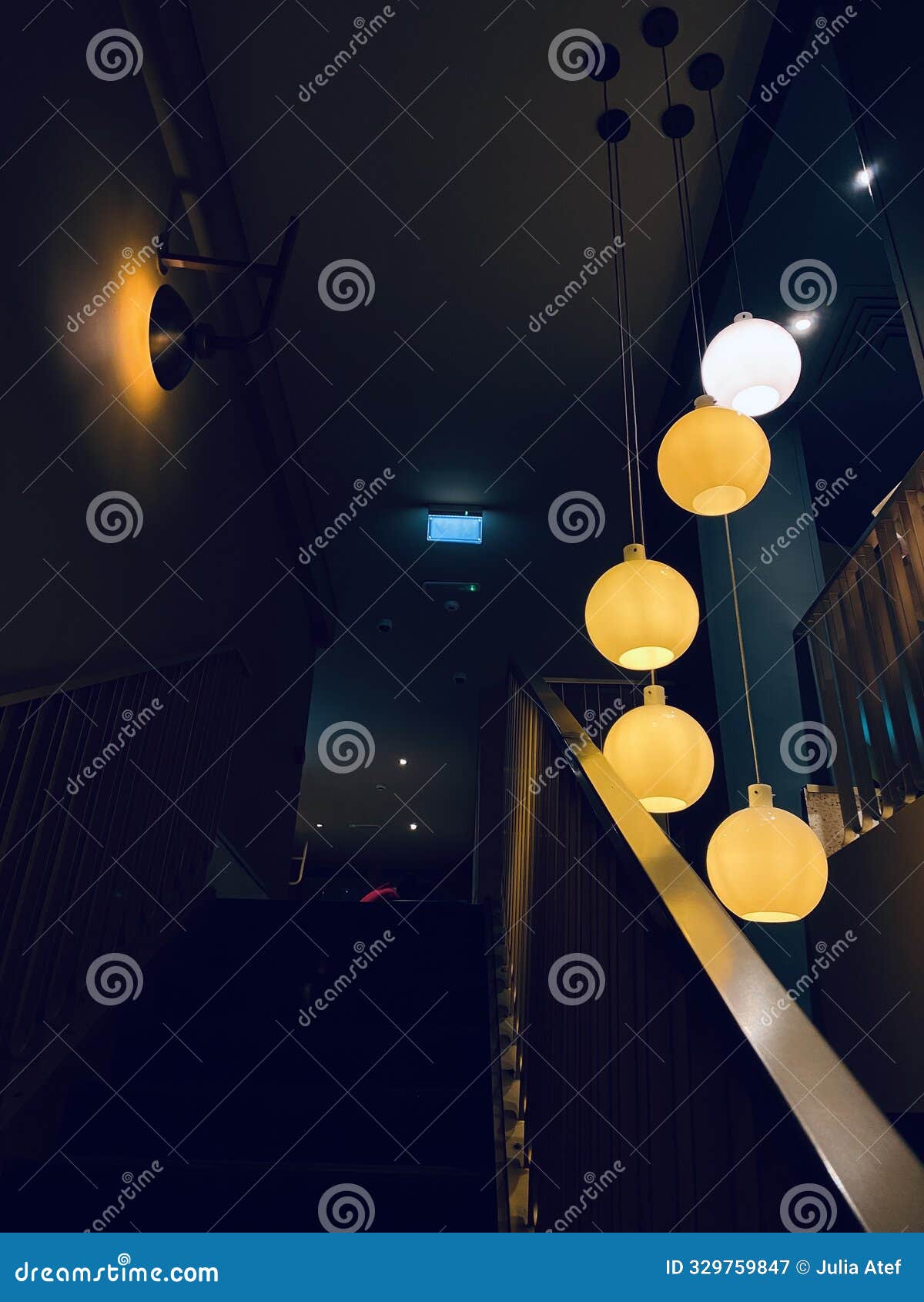 Interior Lighting of a Cafe at Night Stock Image - Image of yellow ...