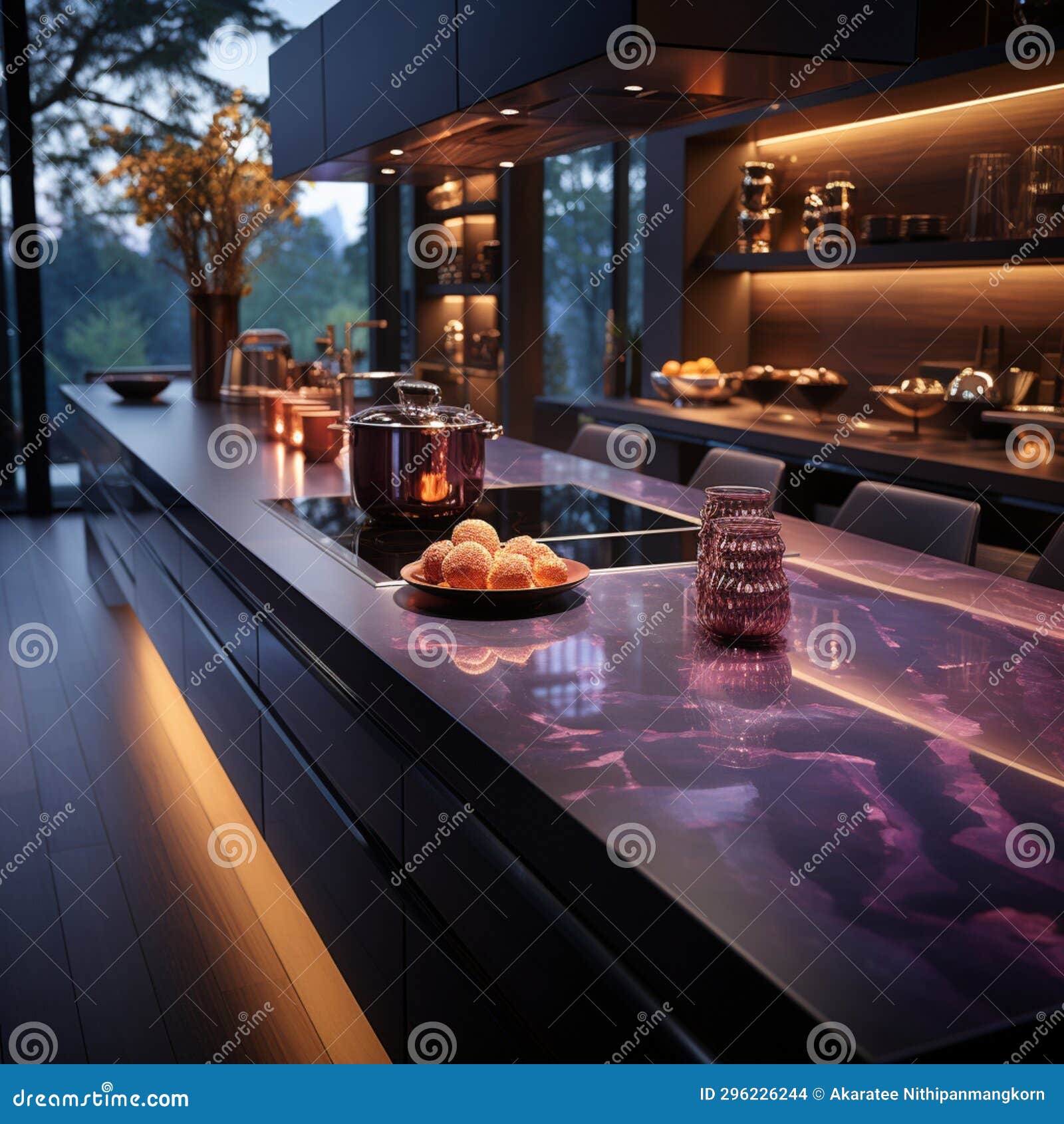 Interior Design Luxury Spacious Home Kitchen, Build in Counter Bar ...