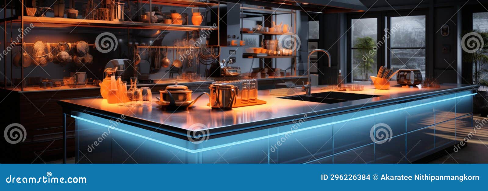 Interior Design Luxury Spacious Home Kitchen, Build in Counter Bar ...