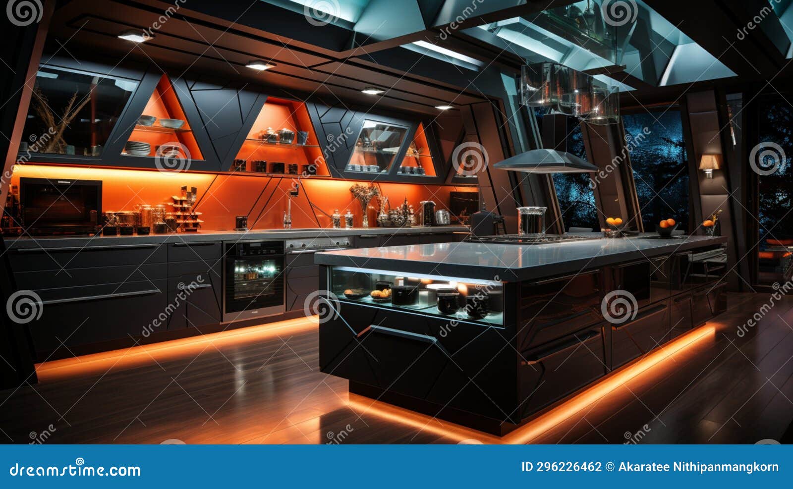 Interior Design Luxury Spacious Home Kitchen, Build in Counter Bar ...