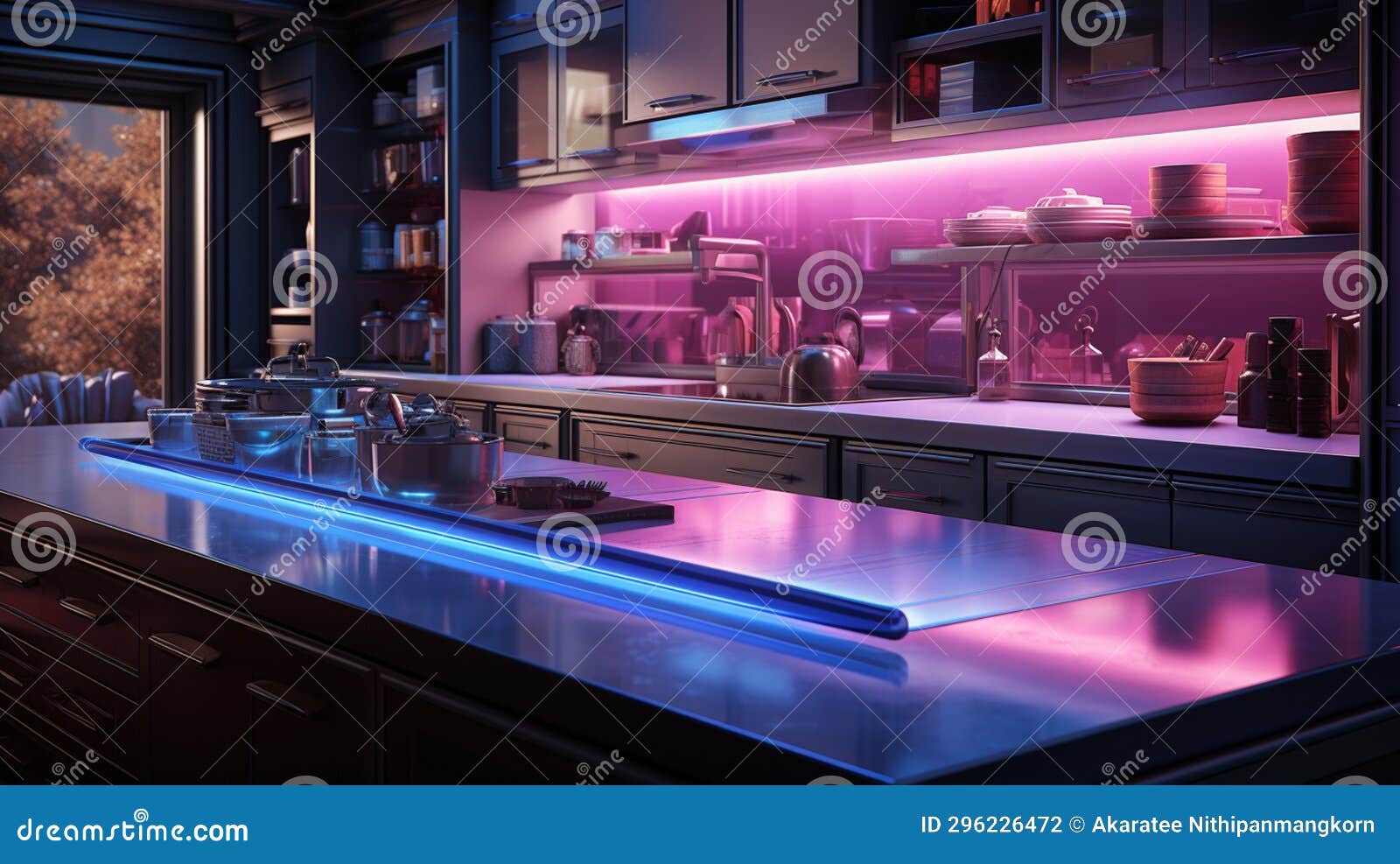 Interior Design Luxury Spacious Home Kitchen, Build in Counter Bar ...