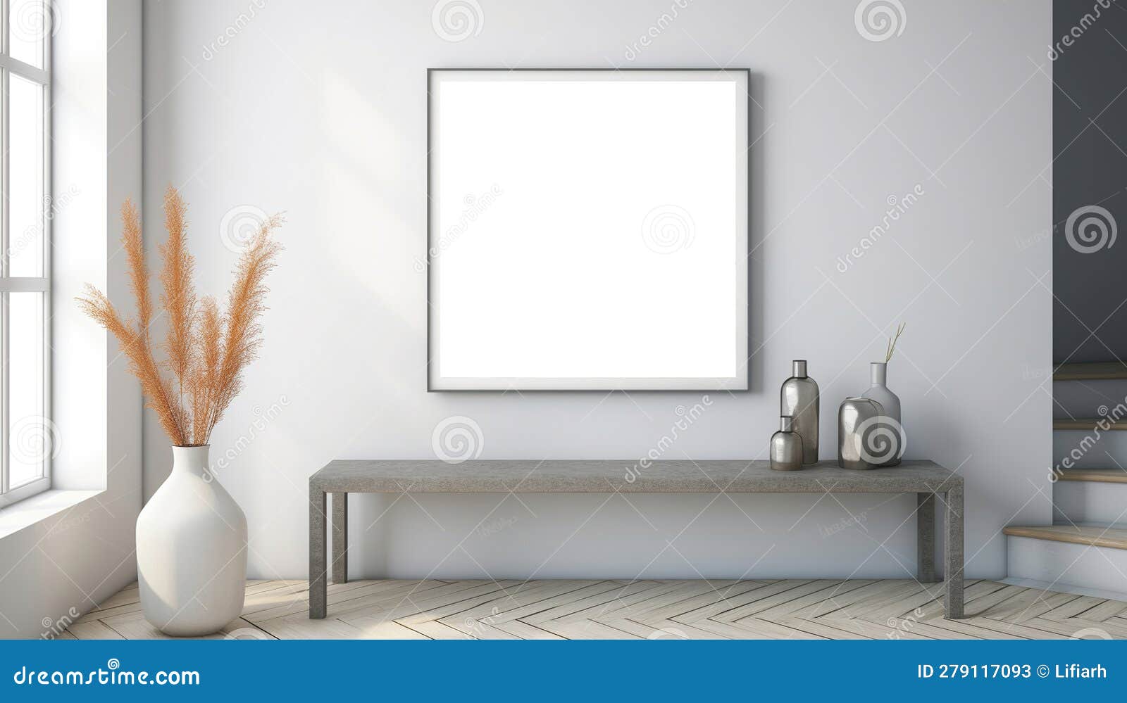 Interior Design Mock-up Artwork on White Wall. Generative AI Stock ...