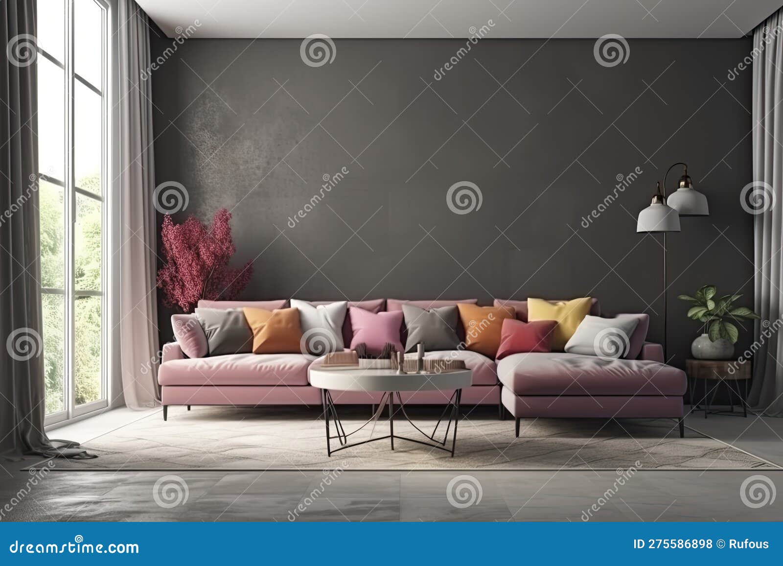Interior Design Model Room with Sofa 3d Illustration Stock Illustration ...