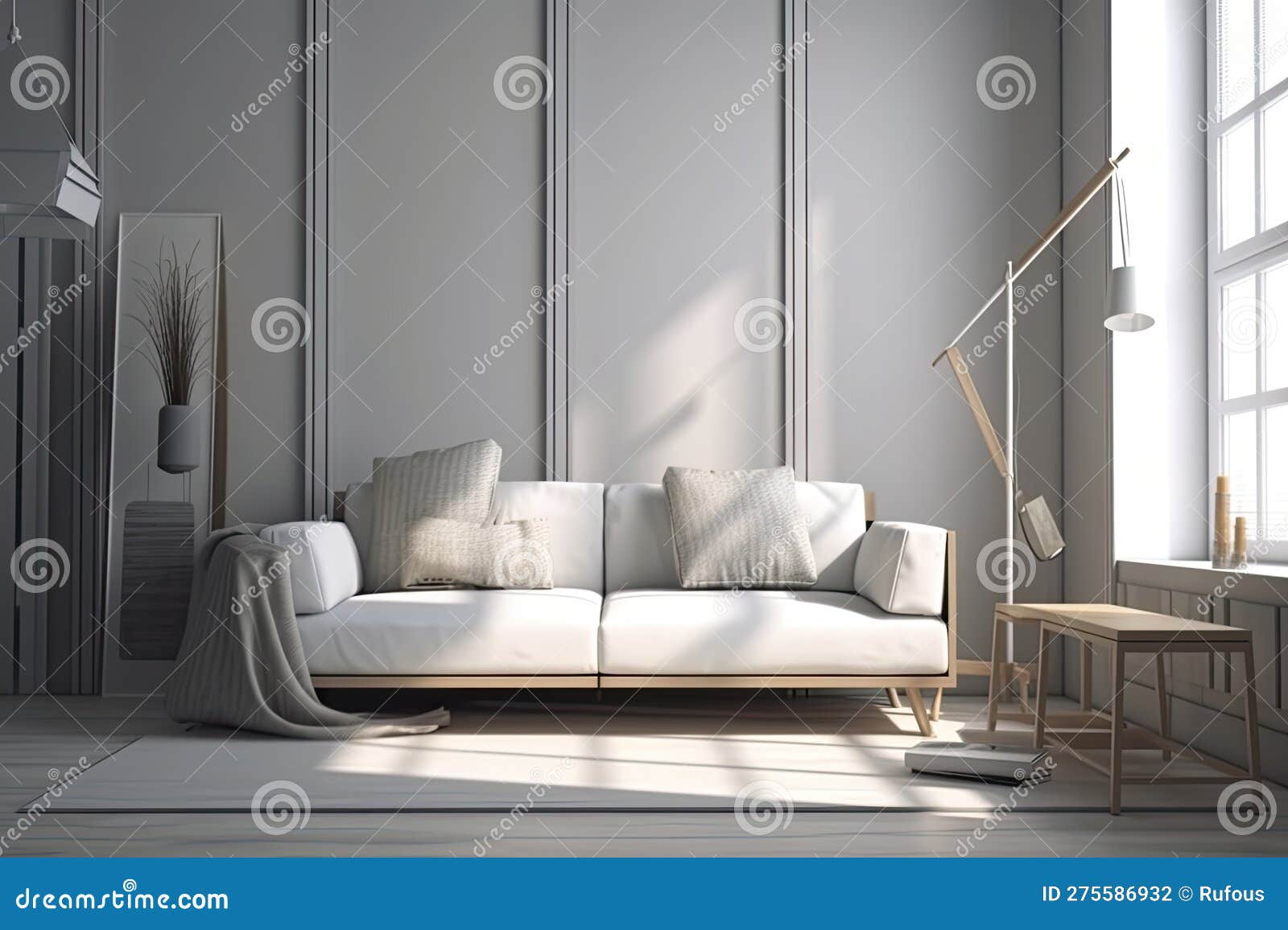 Interior Design Model Room with Sofa 3d Illustration Stock Illustration ...