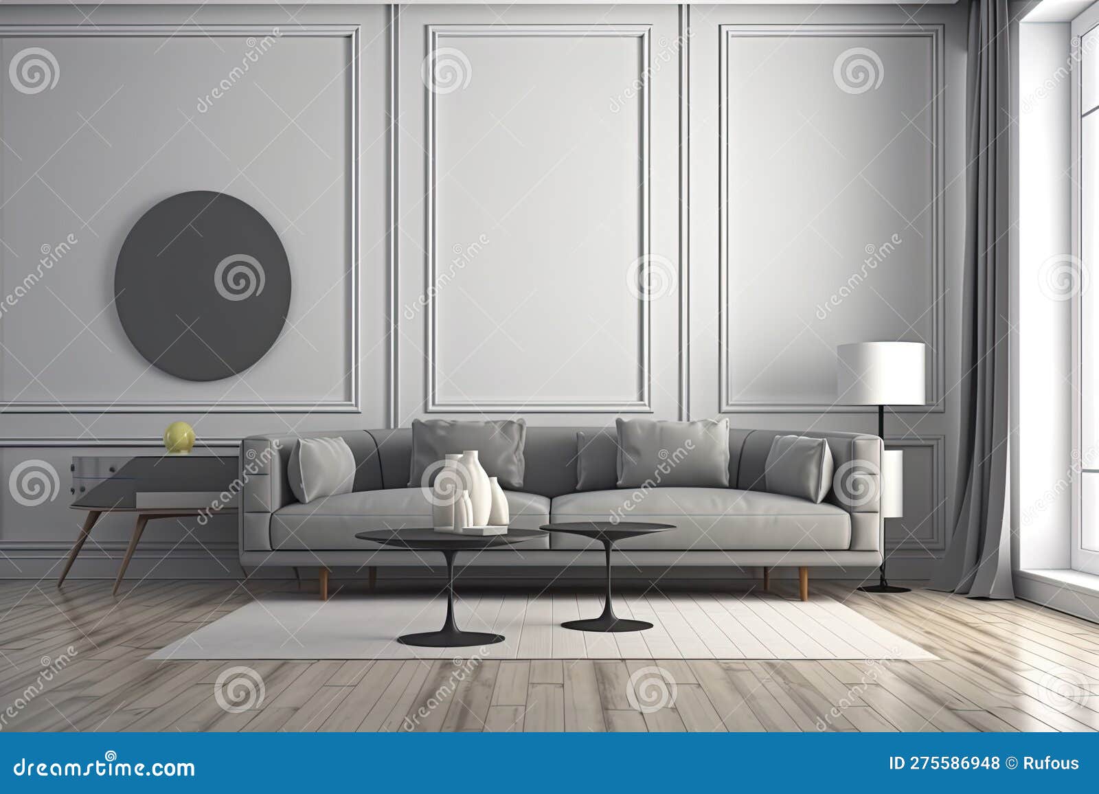Interior Design Model Room with Sofa 3d Illustration Stock Illustration ...