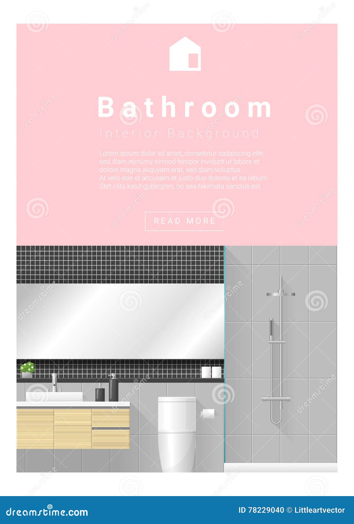 Interior Design Modern Bathroom Banner Stock Vector - Illustration of ...