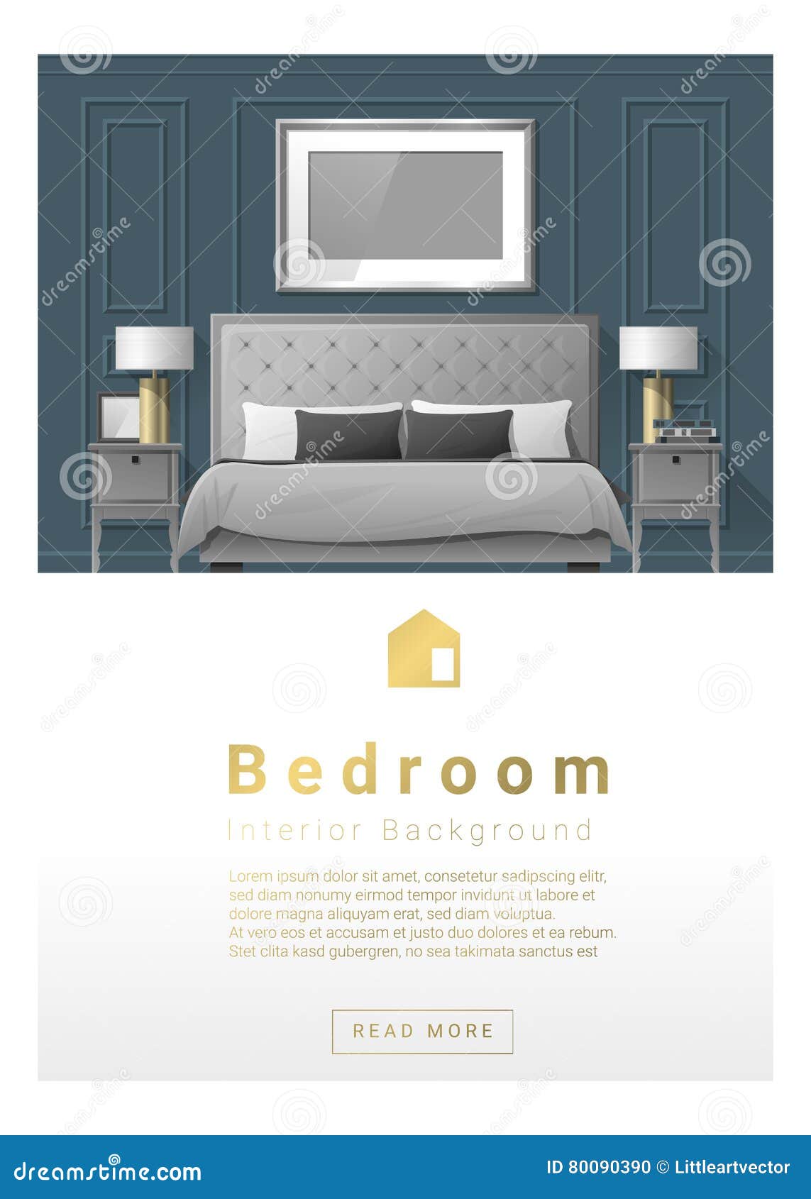 Interior Design Modern Bedroom Banner Stock Vector - Illustration of ...