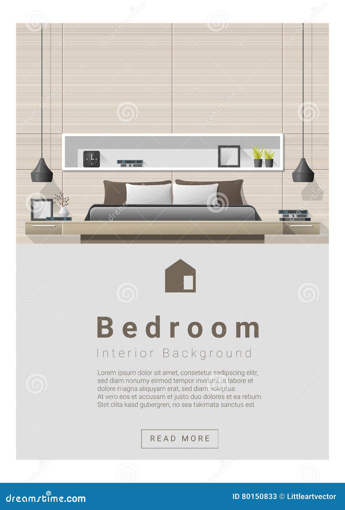 Interior Design Modern Bedroom Banner Stock Vector - Illustration of ...