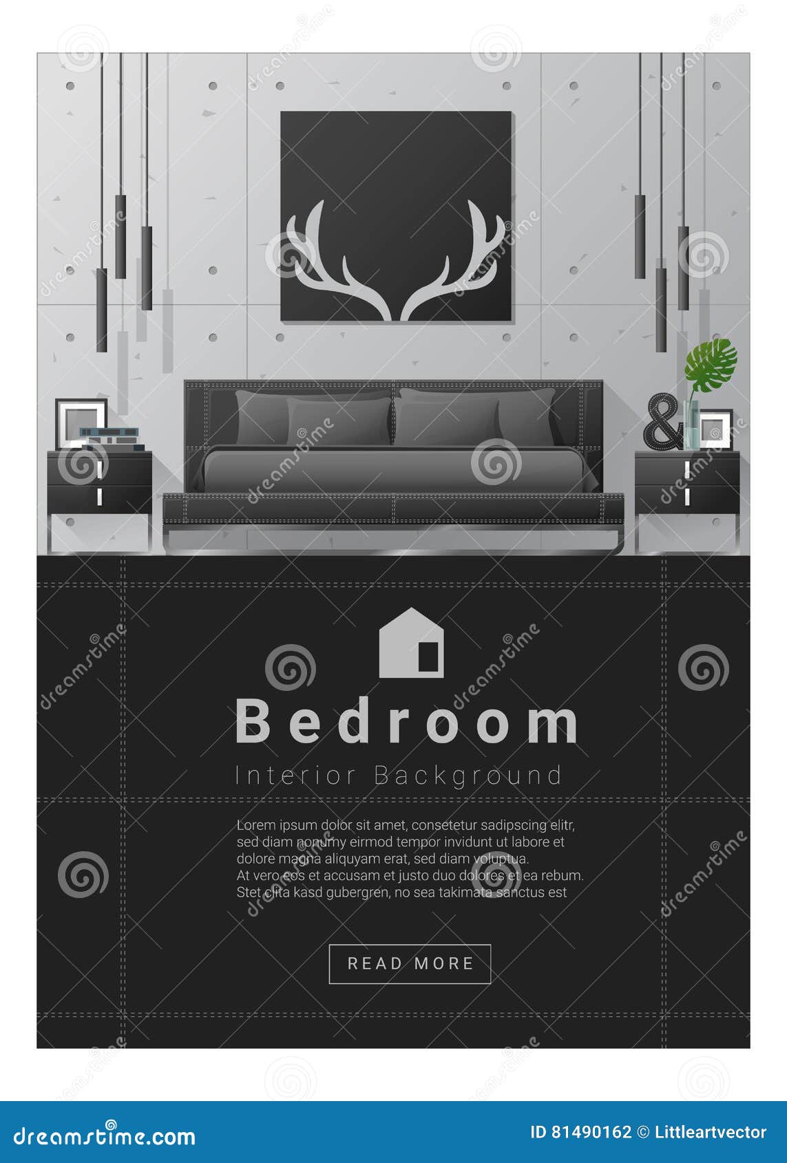 Interior Design Modern Bedroom Banner Stock Vector - Illustration of ...