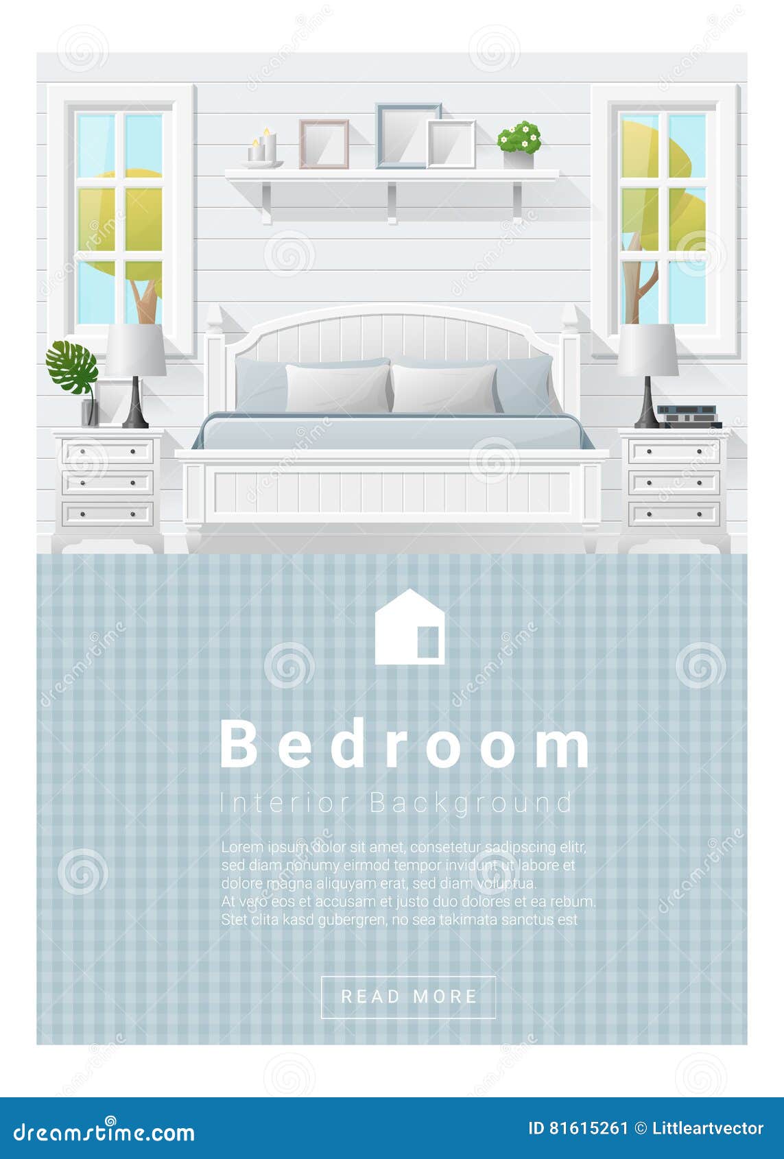 Interior Design Modern Bedroom Banner Stock Vector - Illustration of ...