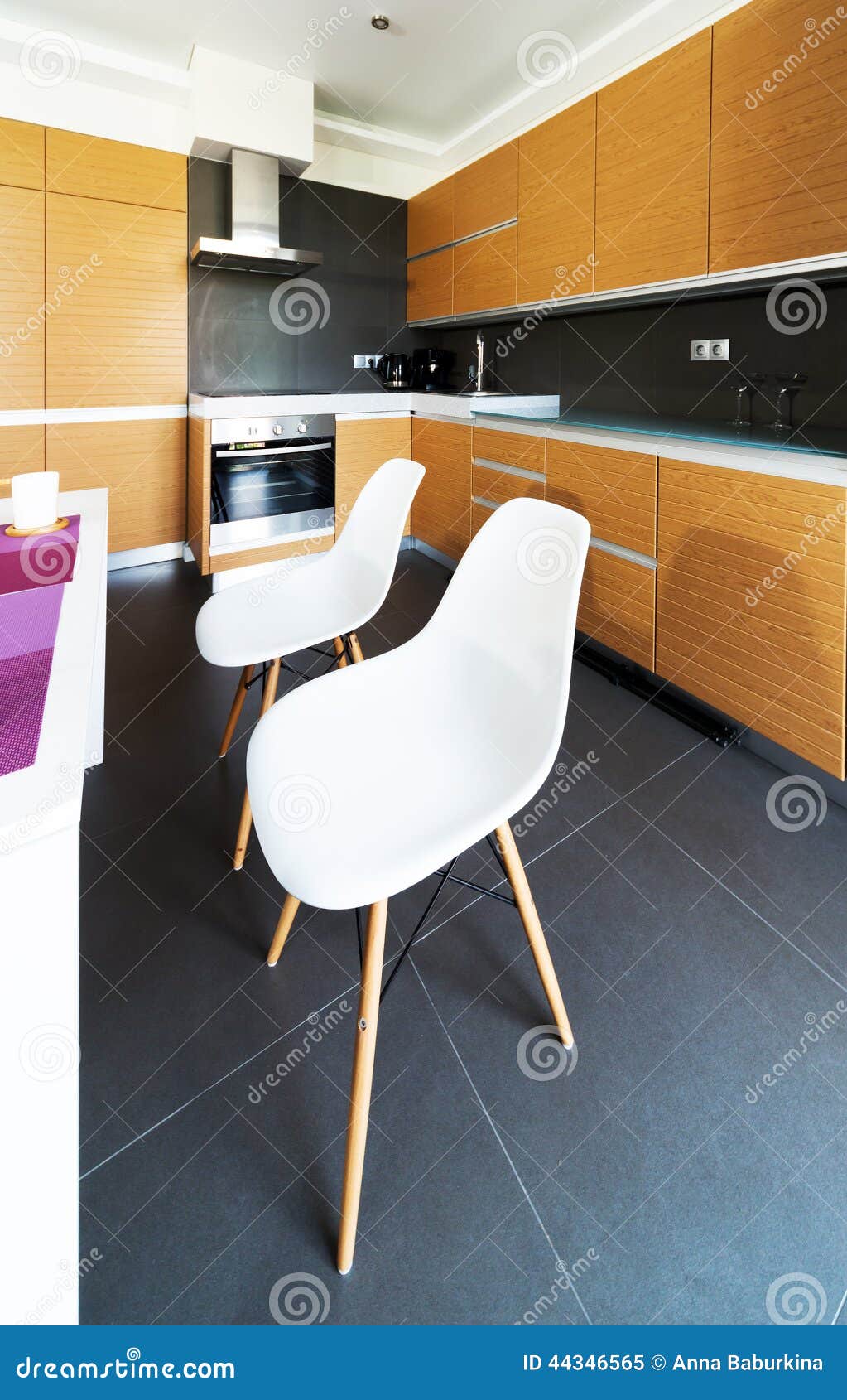 Interior Design: Modern Big Kitchen Stock Image - Image of appliance ...